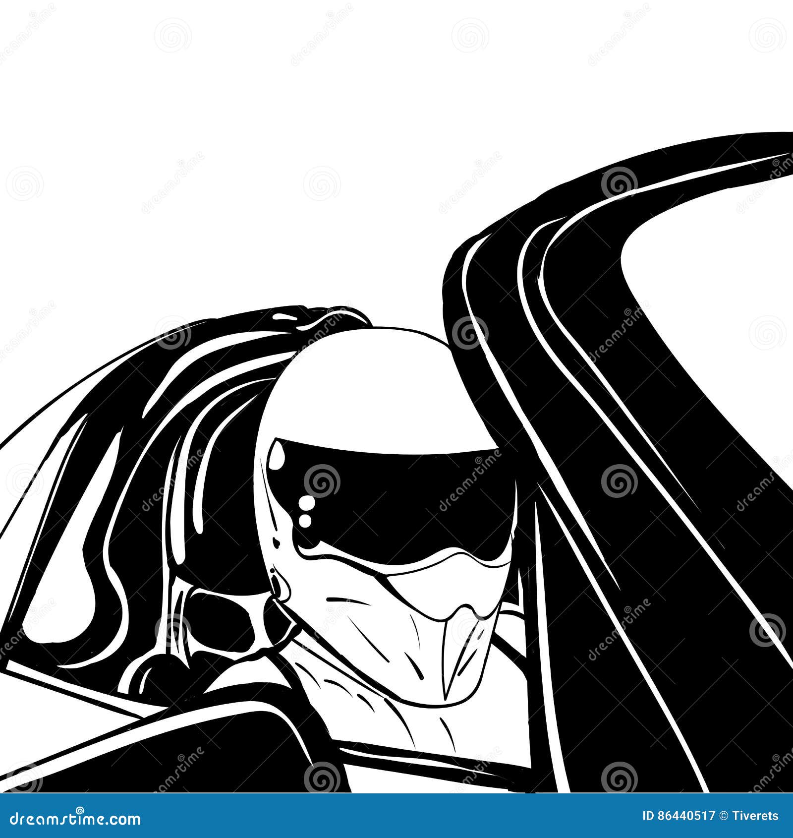 Hand Drawn Racer in a Helmet Sketch Stock Vector - Illustration of ...