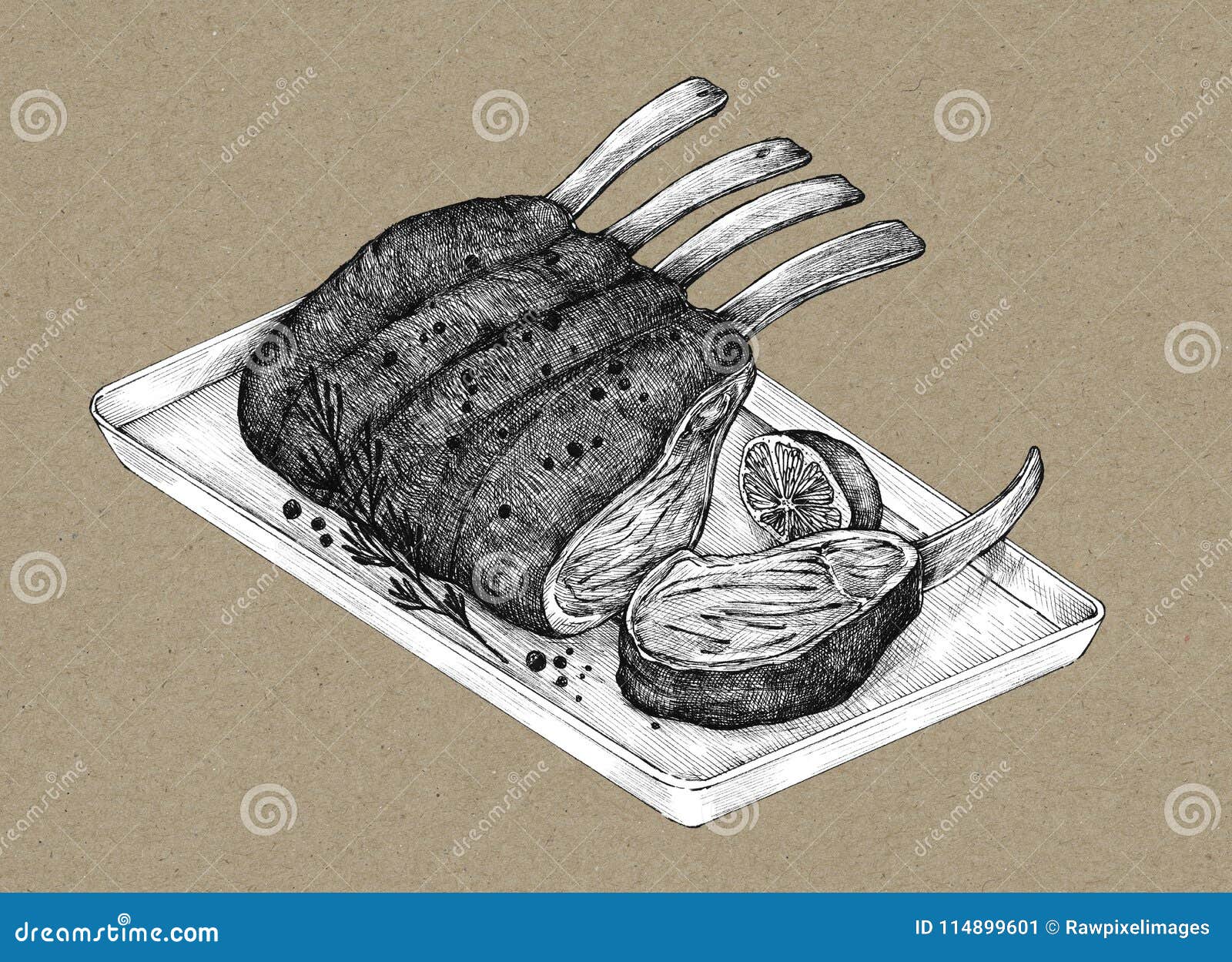 Sunday Roast Vintage Illustration Stock Illustrations – 2 Sunday Roast ...