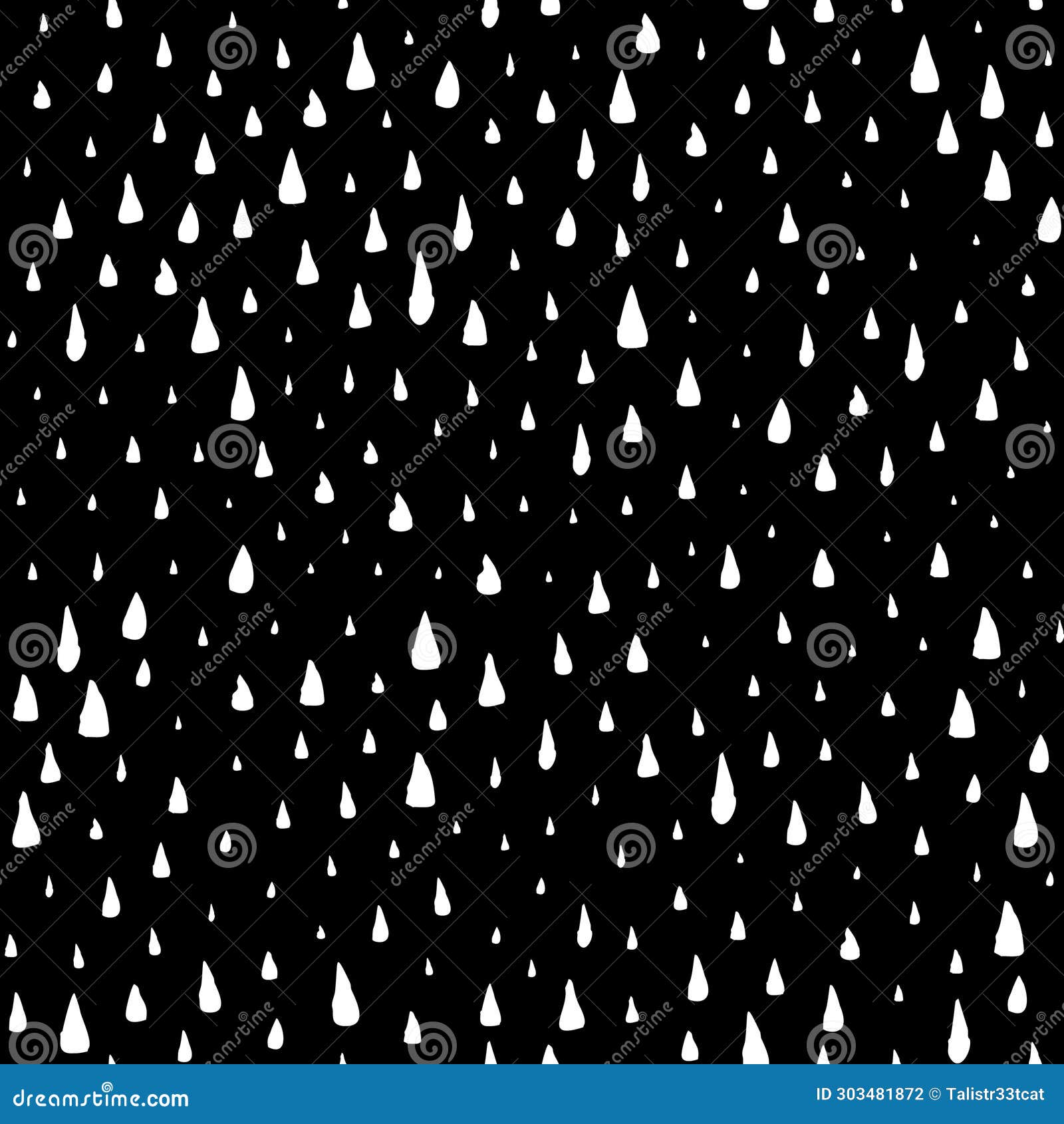 Hand Drawn Rain Drops Seamless Pattern Stock Vector - Illustration of ...