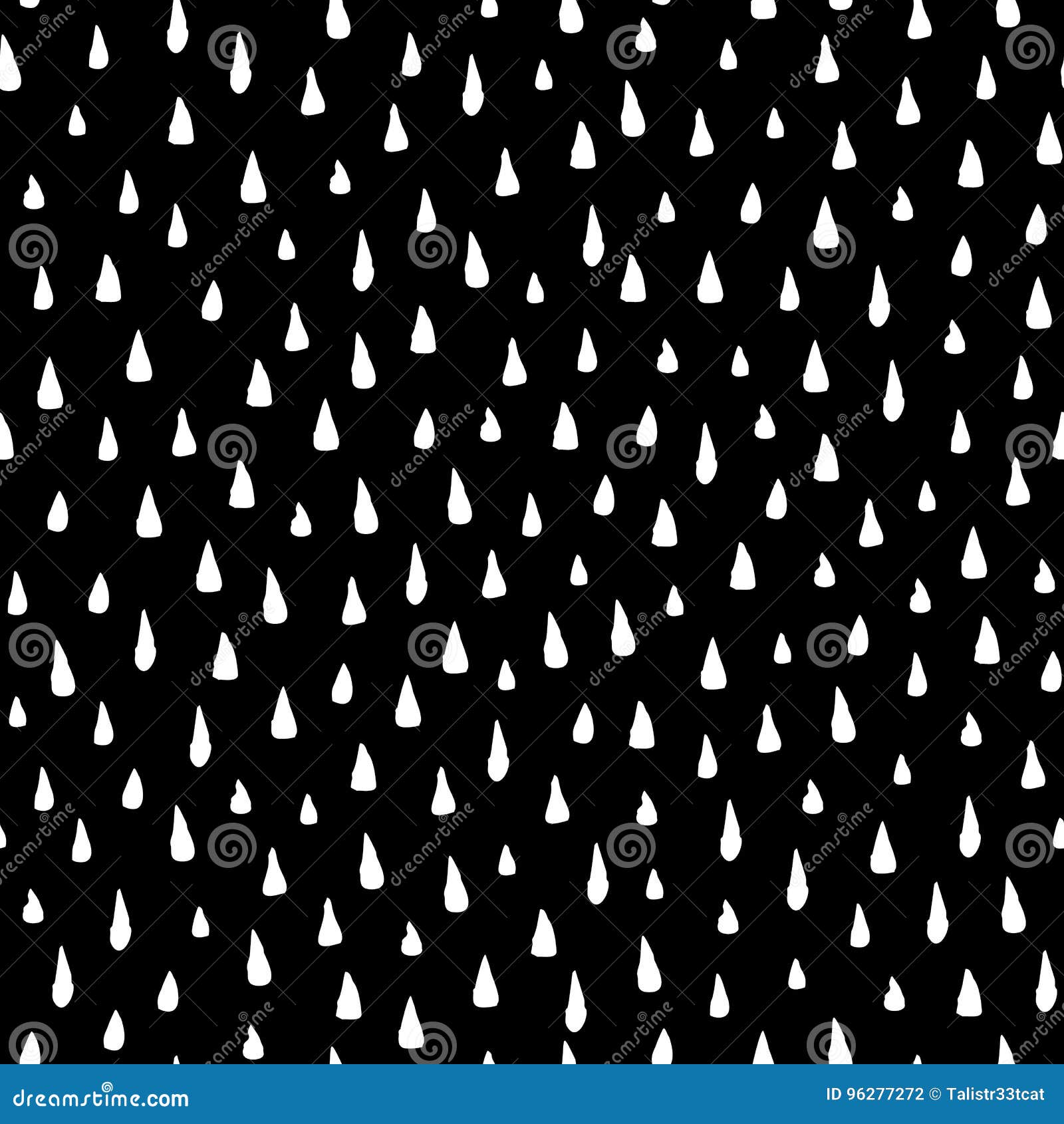 Hand Drawn Rain Drops Seamless Pattern Stock Vector - Illustration of ...