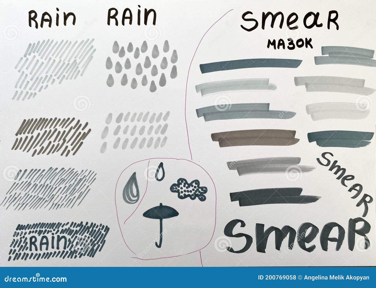 Hand drawn rain elements stock illustration. Illustration of autumn ...