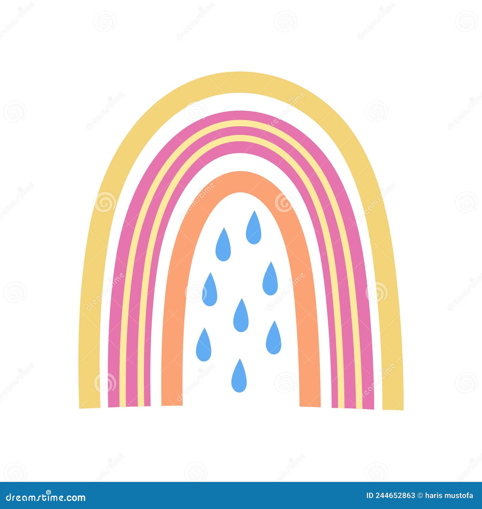 Hand Drawn Rainbow Illustration Retro Style Vector Design Stock ...