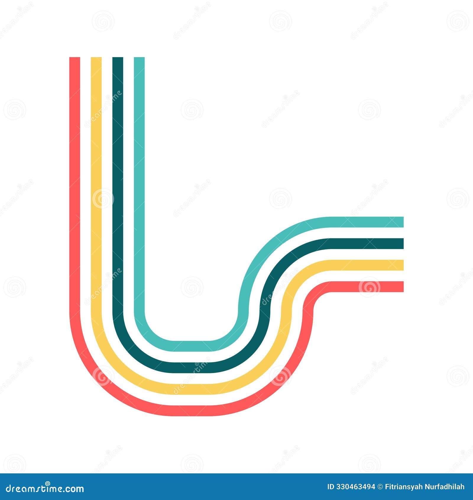 Hand Drawn Rainbow Line Illustration with Flat Cartoon Design. Stock ...