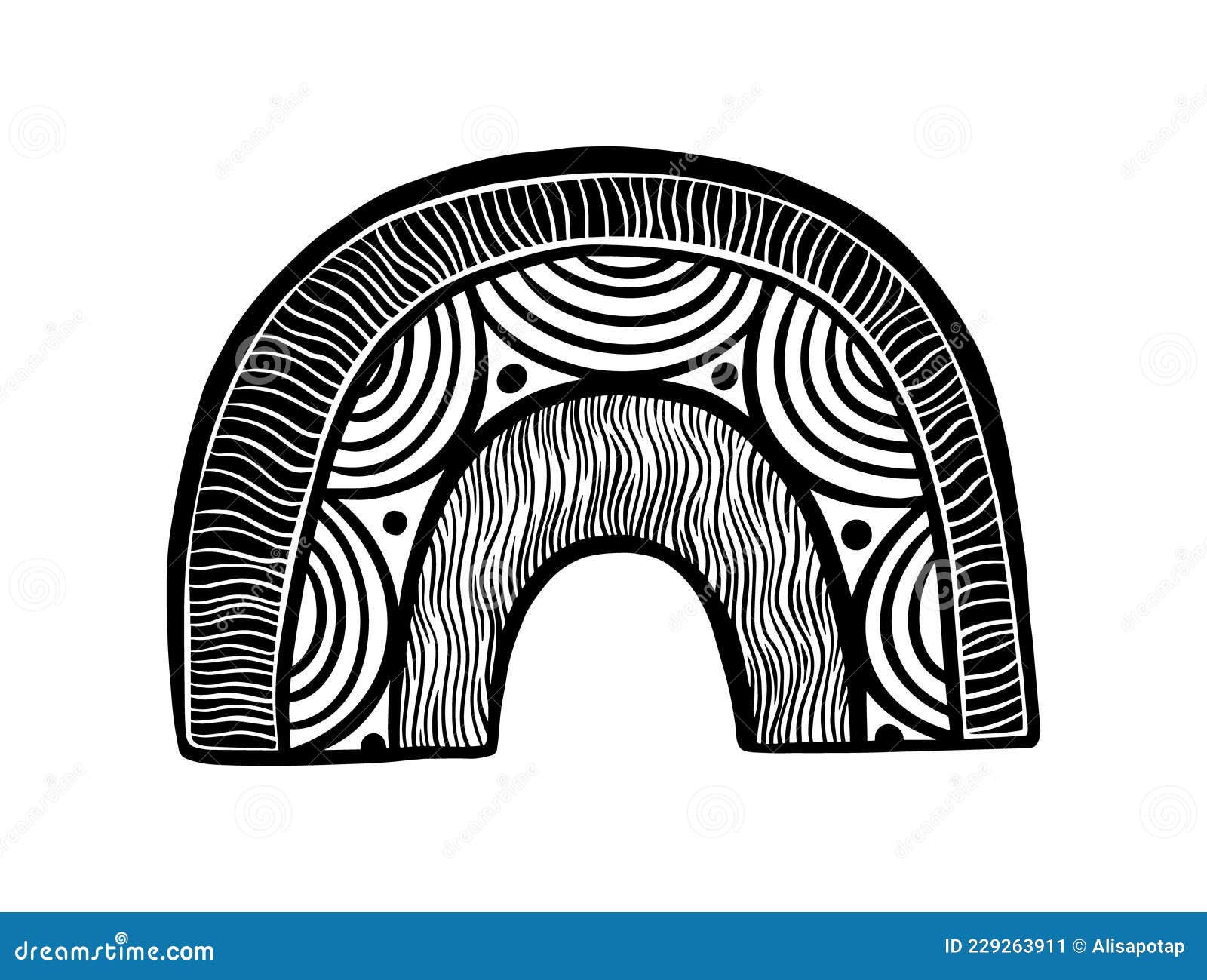 Hand Drawn Rainbow with Patterns. Stock Vector - Illustration of ...