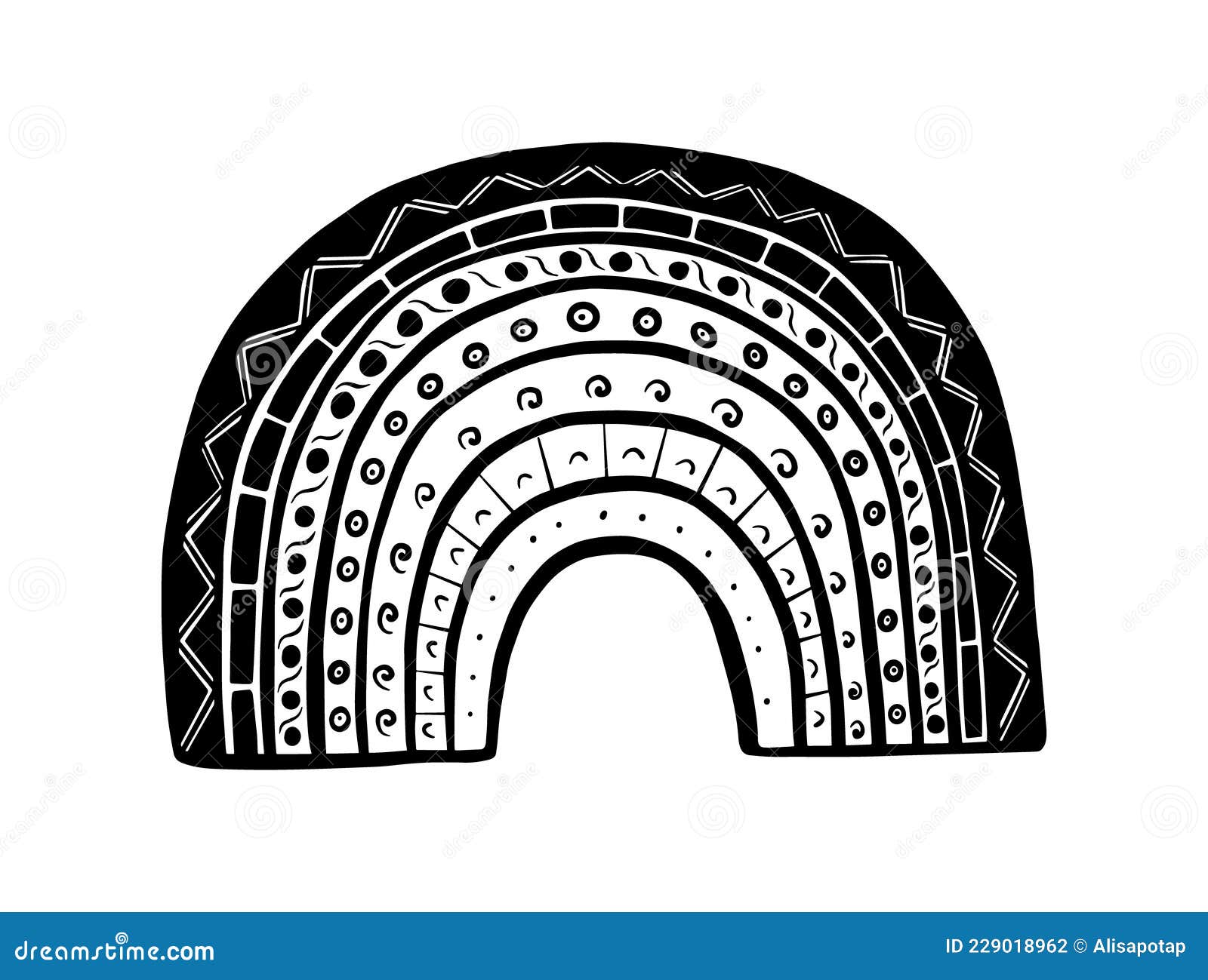 Hand Drawn Rainbow with Patterns Stock Vector - Illustration of vector ...