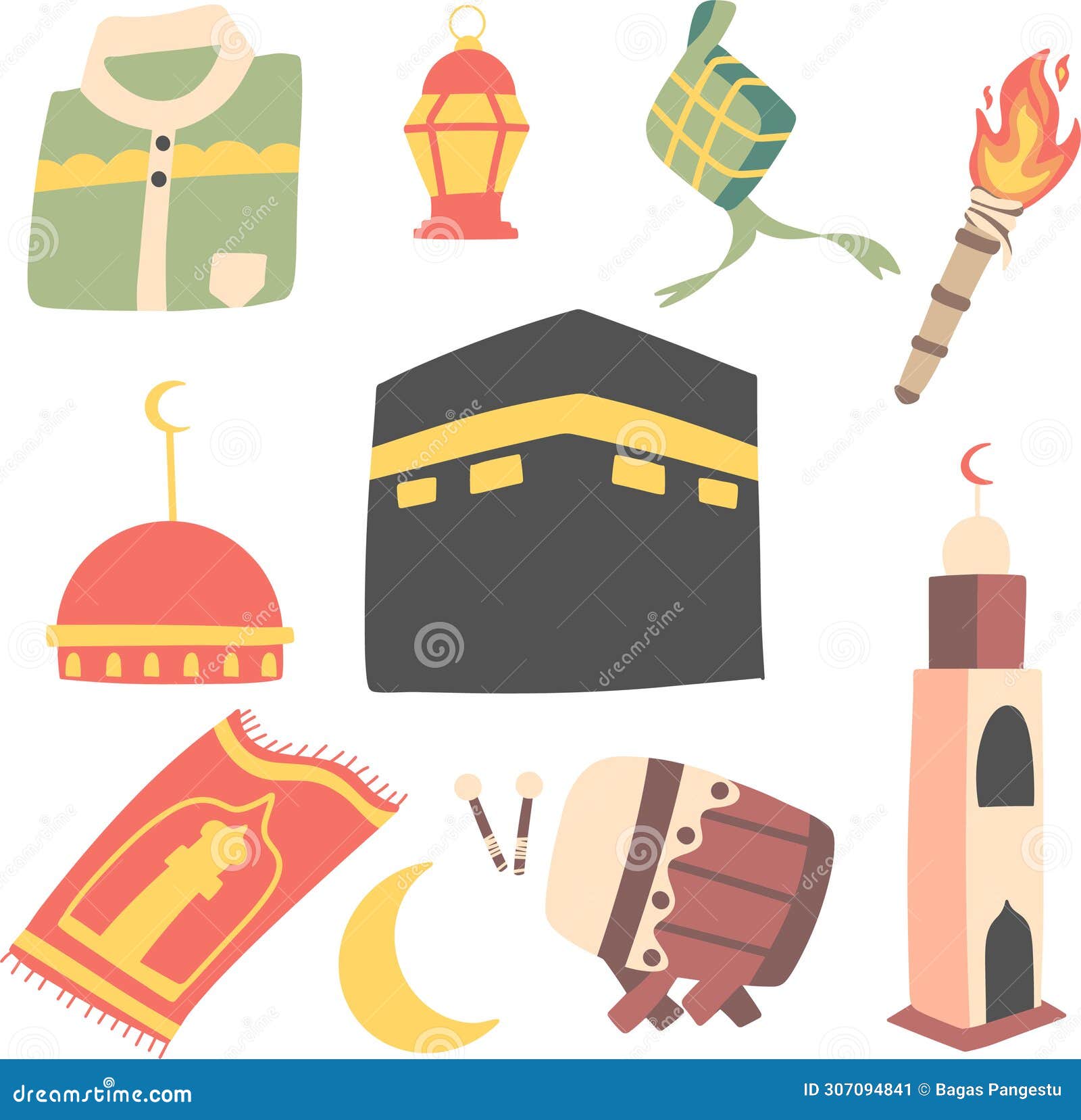 Hand Drawn Ramadan Element Pack Vector Graphics Stock Vector ...