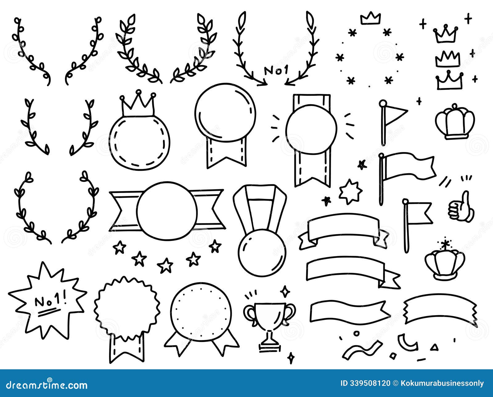 Hand-drawn Ranking Icon Set -white and Black Vector Illustration Stock ...