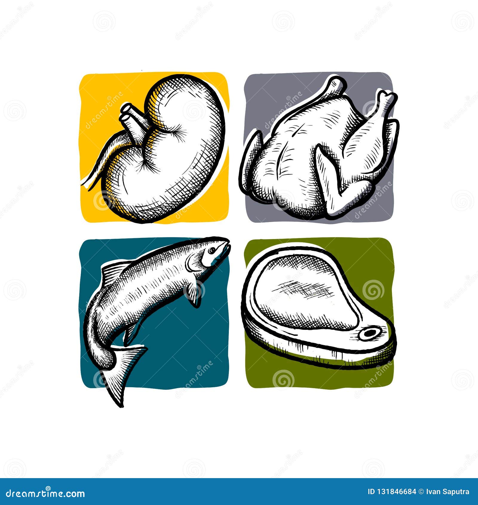 Hand Drawn Raw Food Vector Inspiration Stock Vector - Illustration of ...