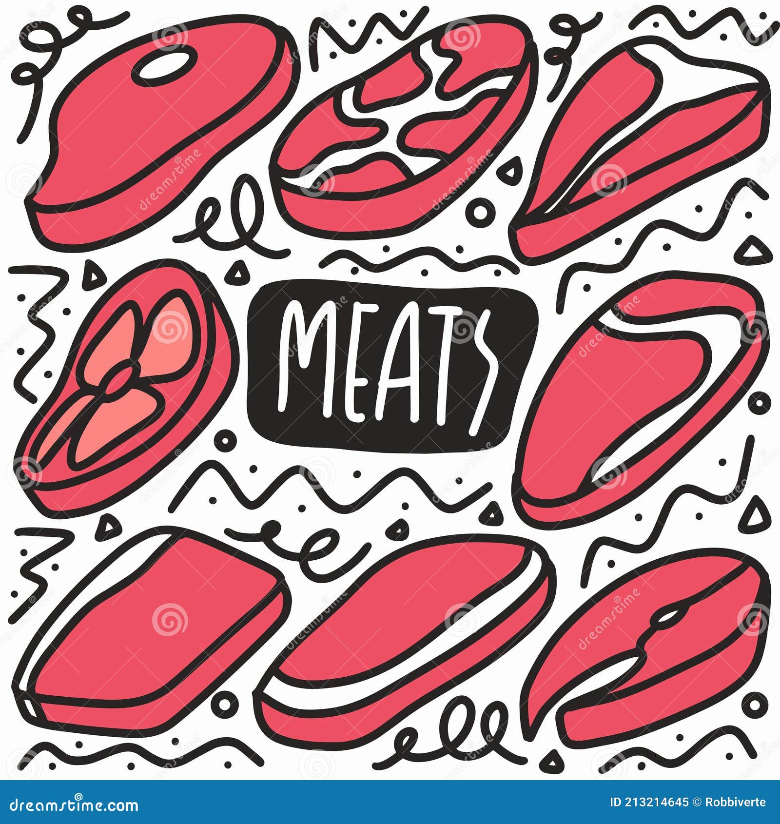 Meat Doodle Cartoon Vector | CartoonDealer.com #43066531