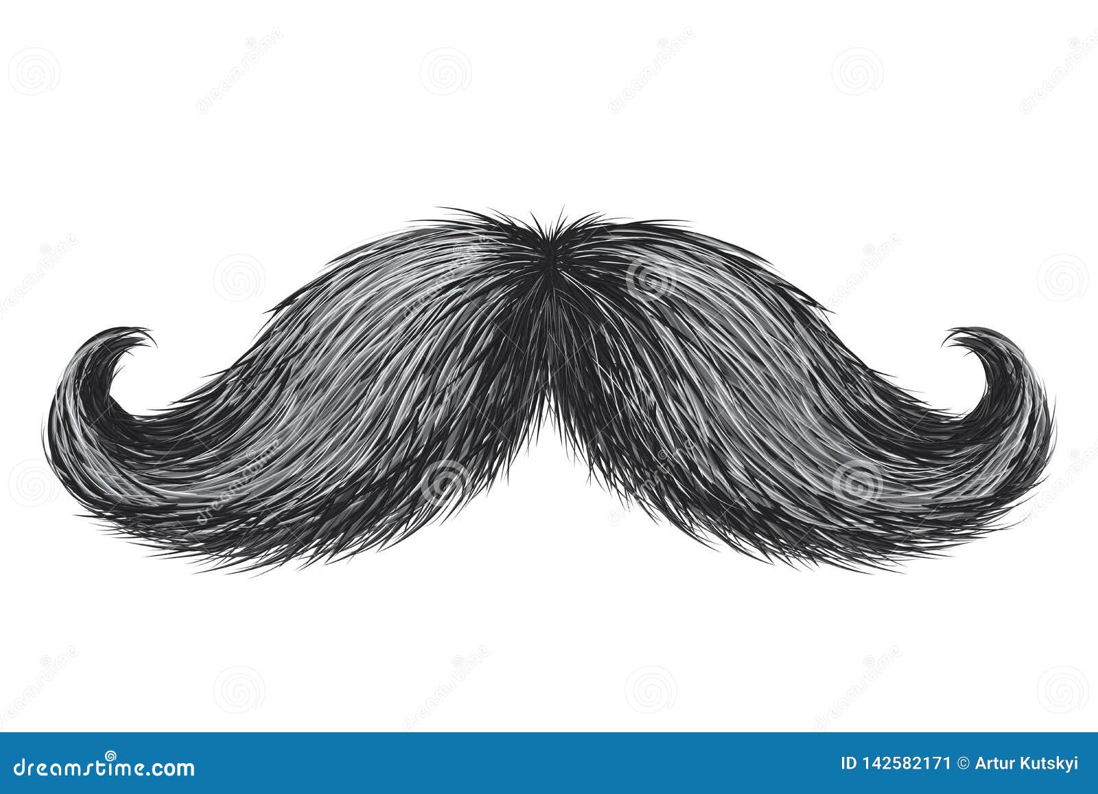Hand Drawn Realistic Vector Vintage Retro Mustache Isolated. Stock ...