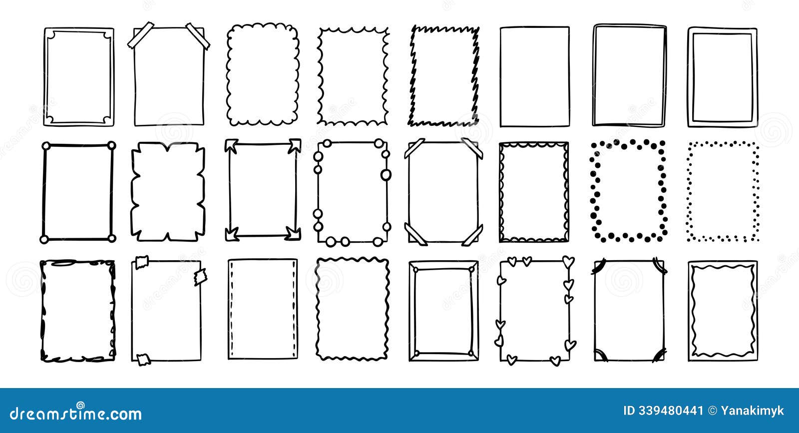 Hand Drawn Rectangle Frame Doodle Vertical. Line Style Empty Drawing ...