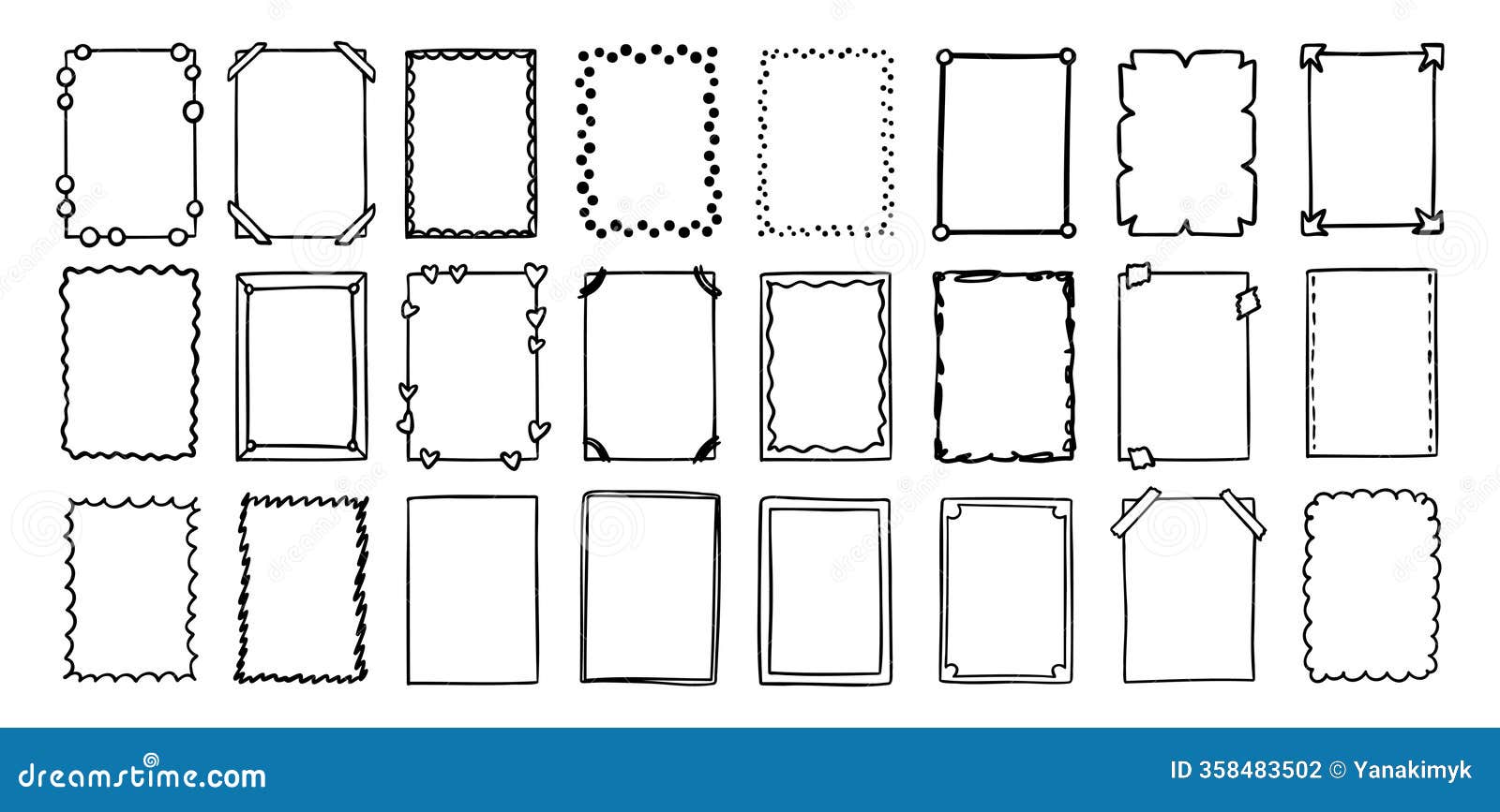 Hand Drawn Rectangle Frame Doodle Vertical. Line Style Empty Drawing ...