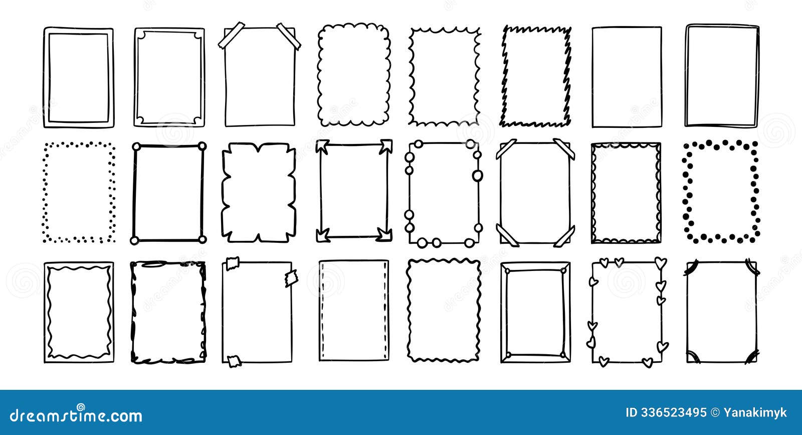 Hand Drawn Rectangle Frame Doodle Vertical. Line Style Empty Drawing ...