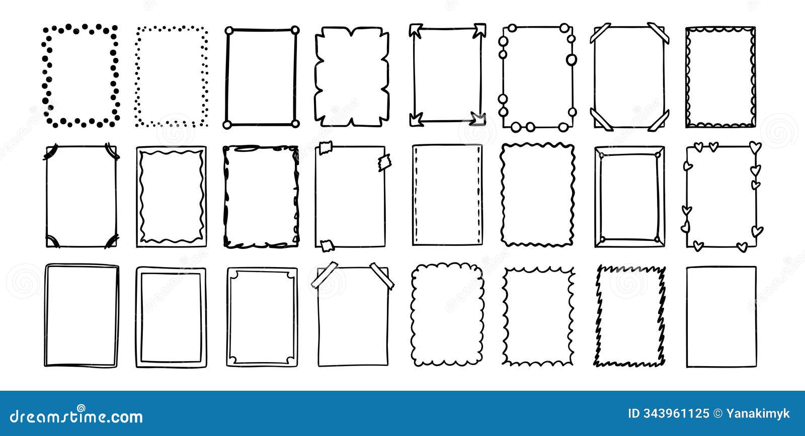Hand Drawn Rectangle Frame Doodle Vertical. Line Style Empty Drawing ...