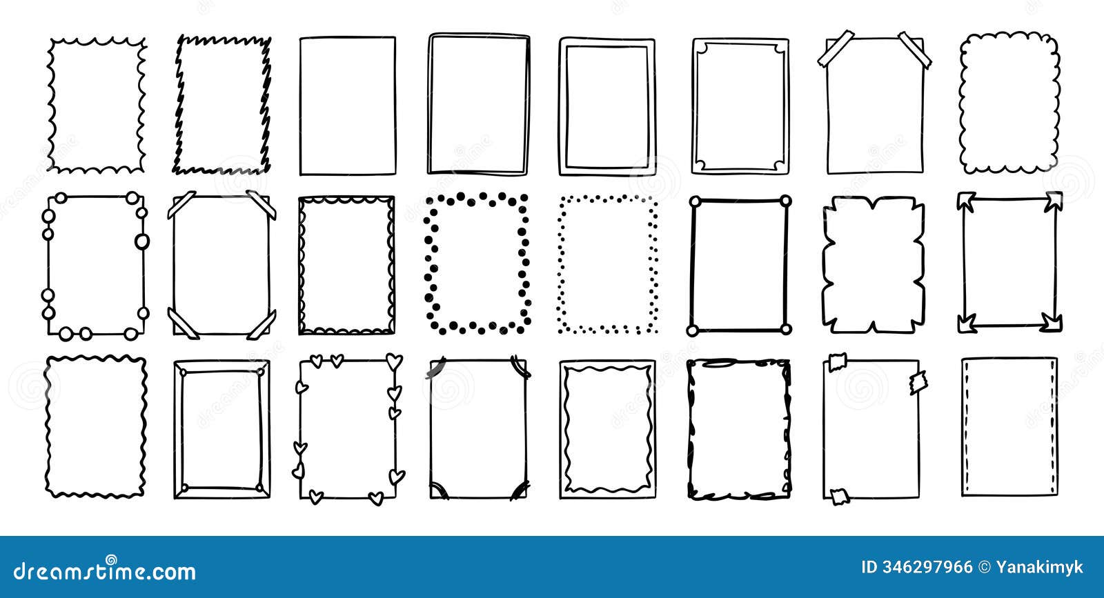 Hand Drawn Rectangle Frame Doodle Vertical. Line Style Empty Drawing ...