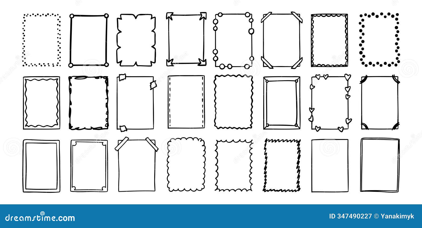 Hand Drawn Rectangle Frame Doodle Vertical. Line Style Empty Drawing ...