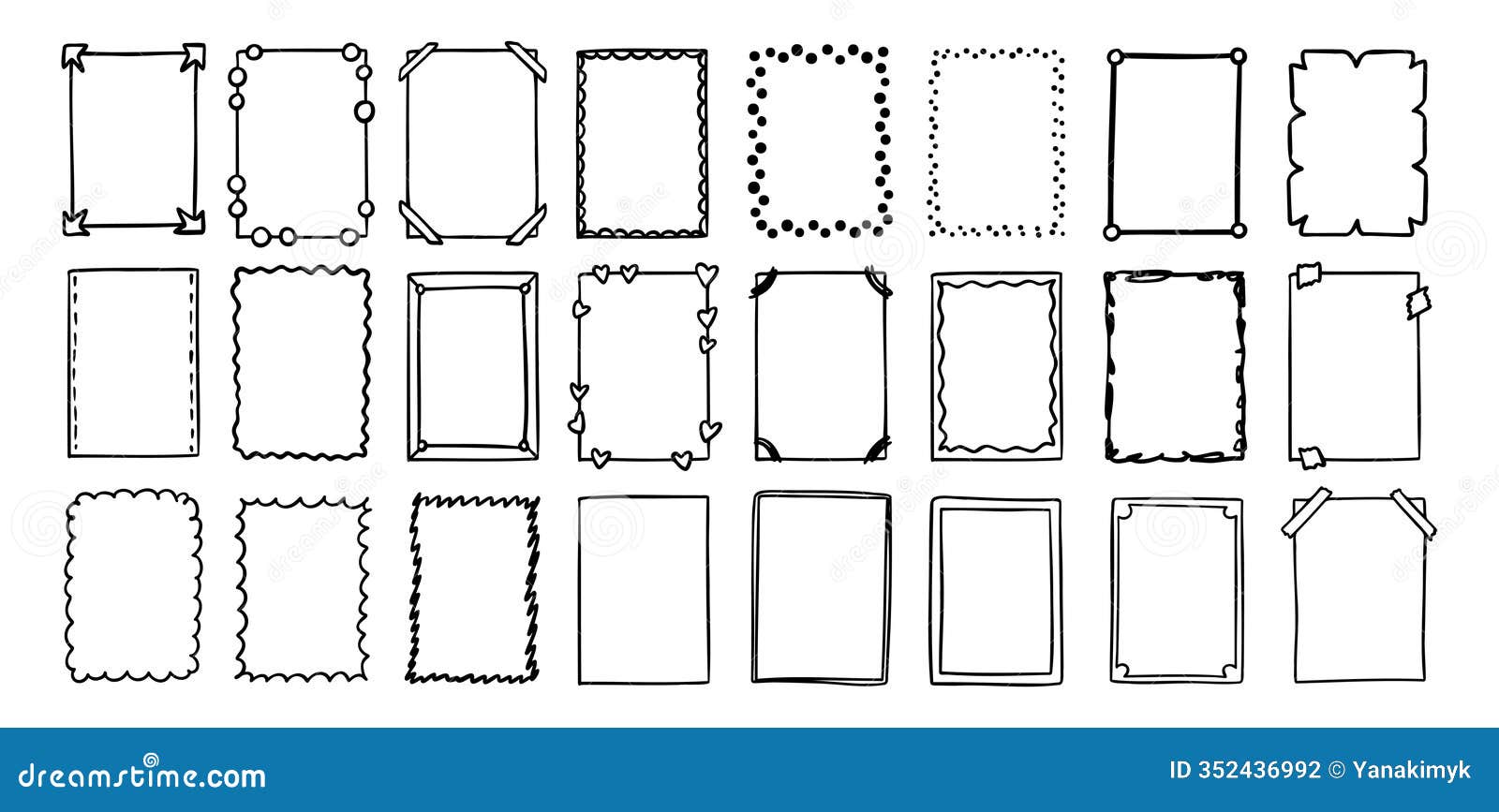 Hand Drawn Rectangle Frame Doodle Vertical. Line Style Empty Drawing ...