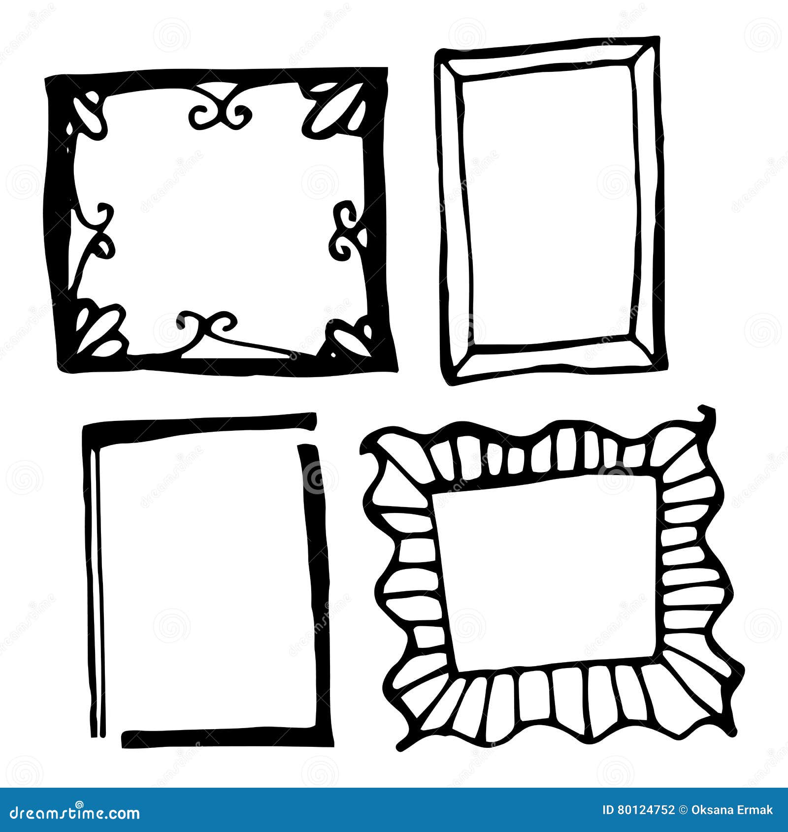 Hand Drawn Rectangle Frames Set Stock Vector - Illustration of doodle ...