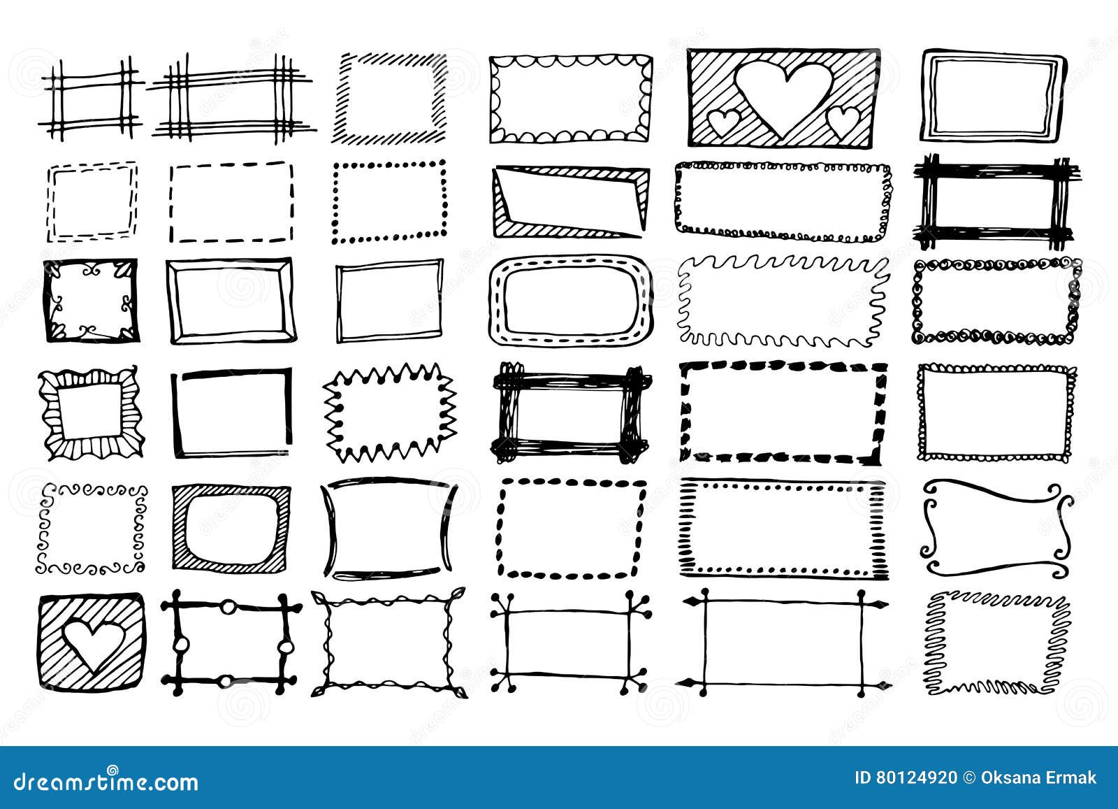 Hand Drawn Rectangle Frames Set Stock Vector - Illustration of ...