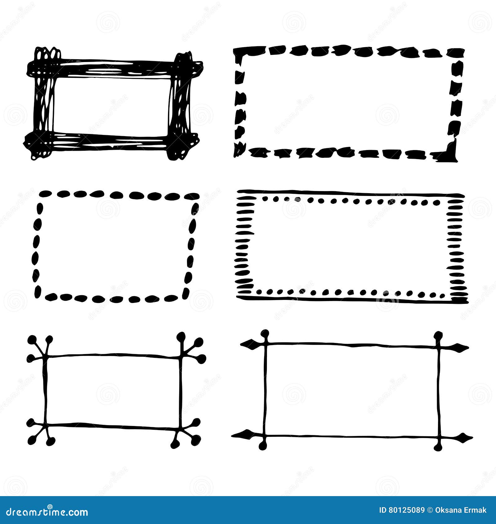 Hand Drawn Rectangle Frames Set Stock Vector - Illustration of outline ...