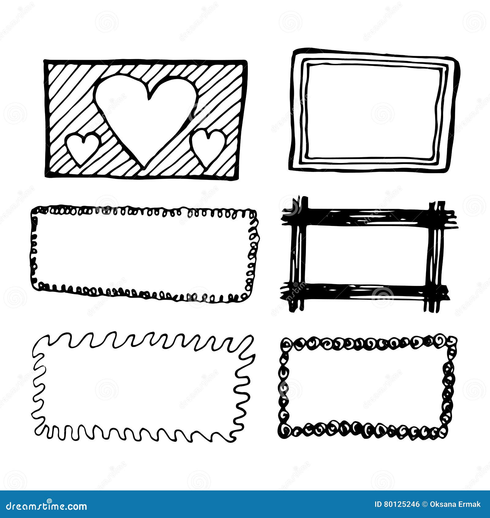 Hand Drawn Rectangle Frames Set Stock Vector - Illustration of cute ...