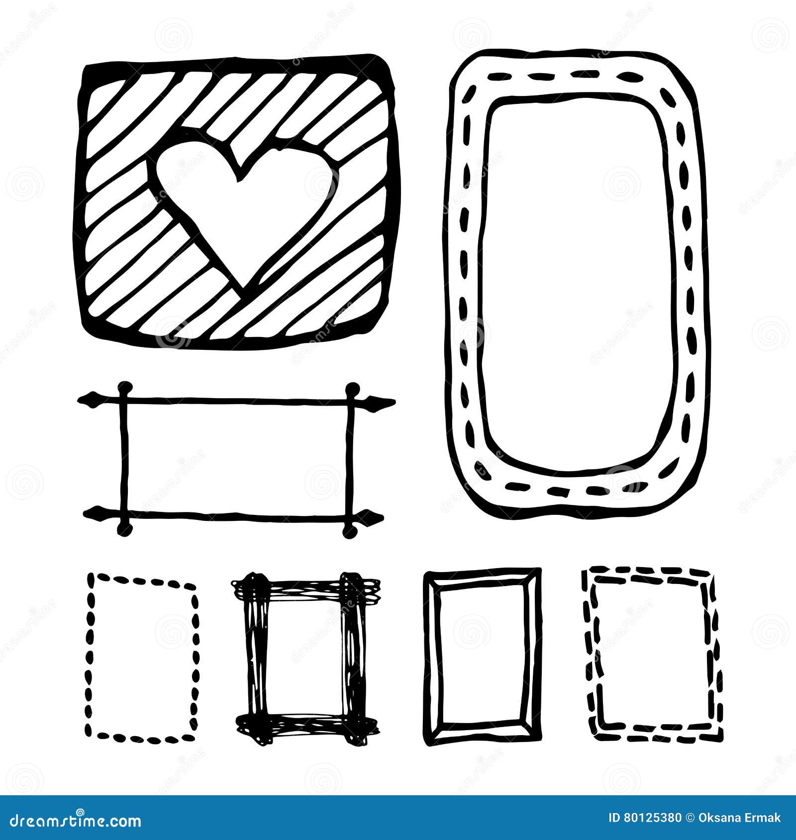 Hand Drawn Rectangle Frames Set Stock Vector - Illustration of label ...