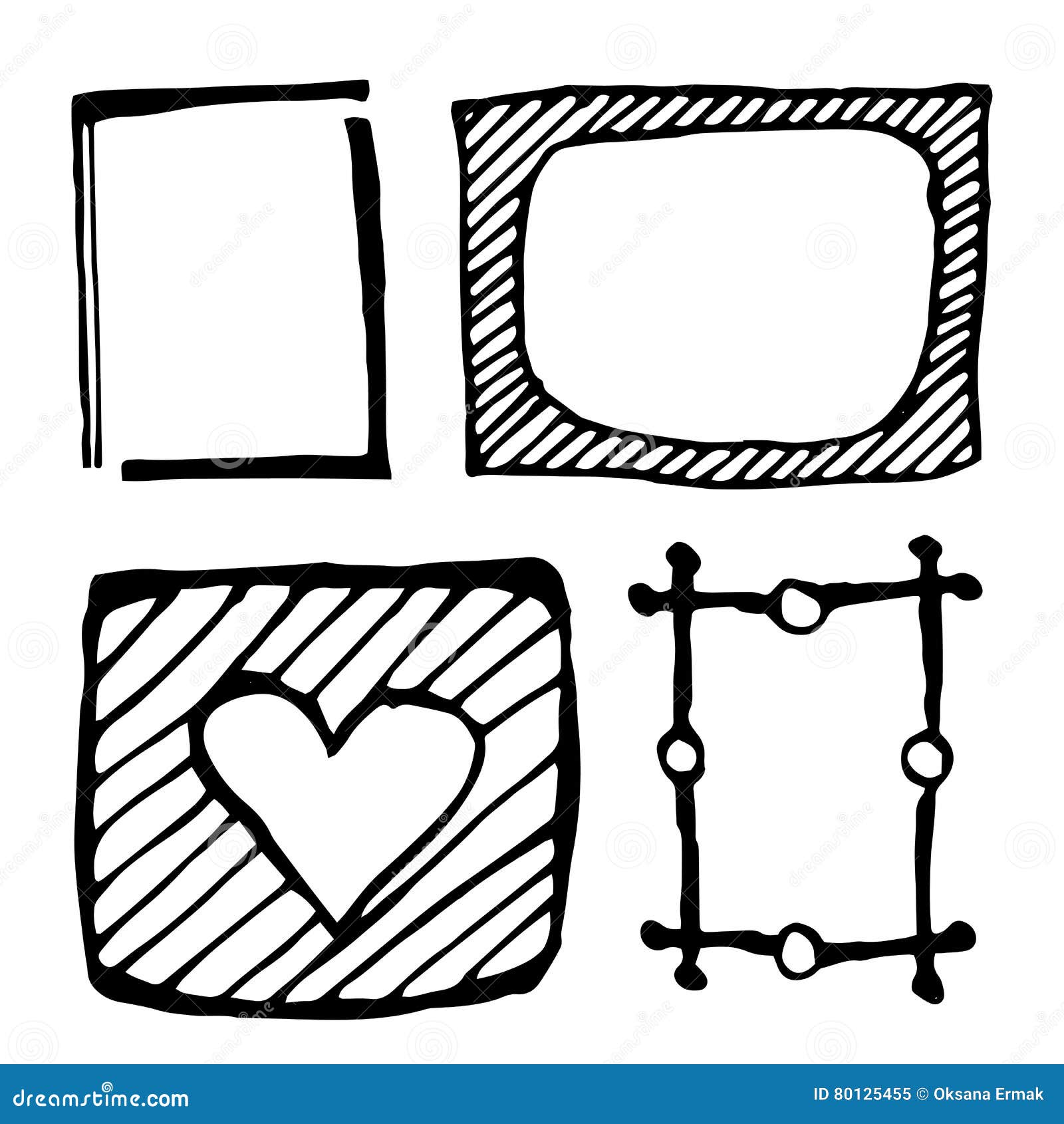 Hand Drawn Rectangle Frames Set Stock Vector - Illustration of grunge ...