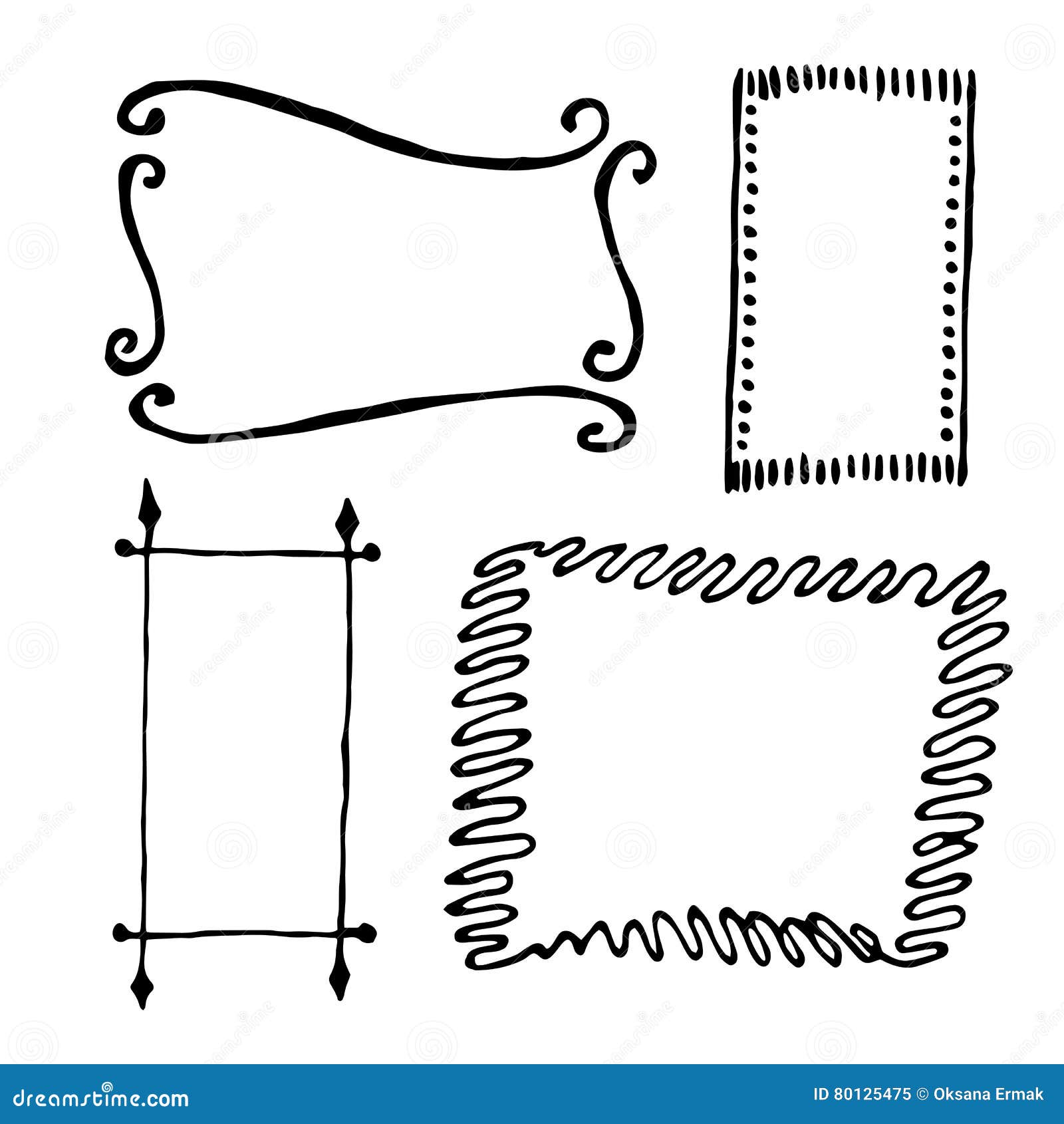 Hand Drawn Rectangle Frames Set Stock Vector - Illustration of label ...