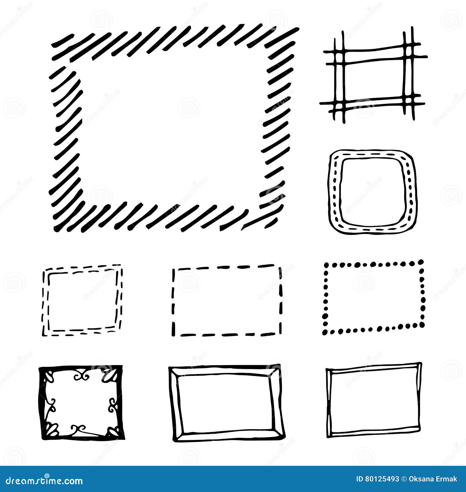 Hand Drawn Rectangle Frames Set Stock Vector - Illustration of drawn ...