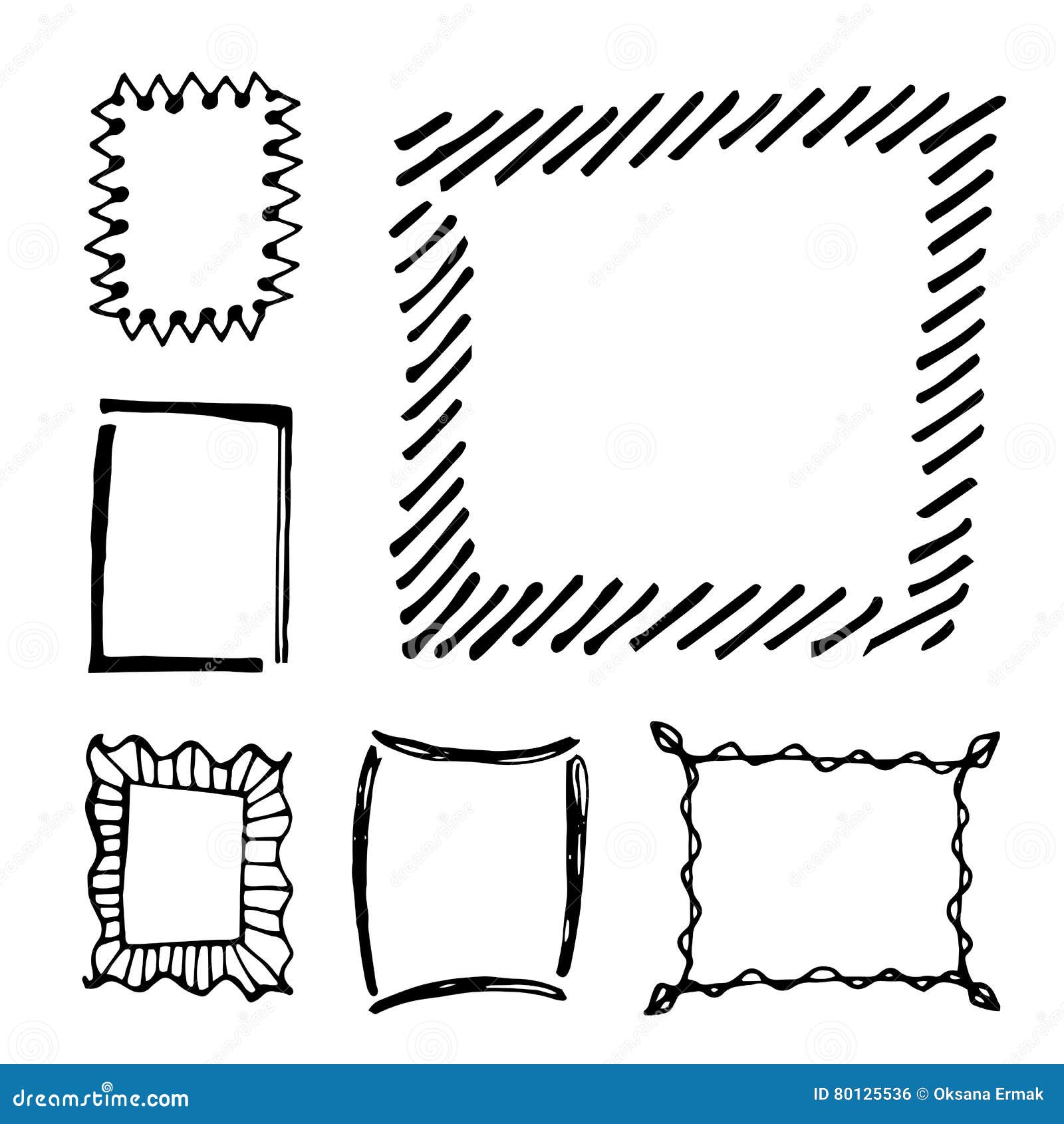 Hand Drawn Rectangle Frames Set Stock Vector - Illustration of corner ...