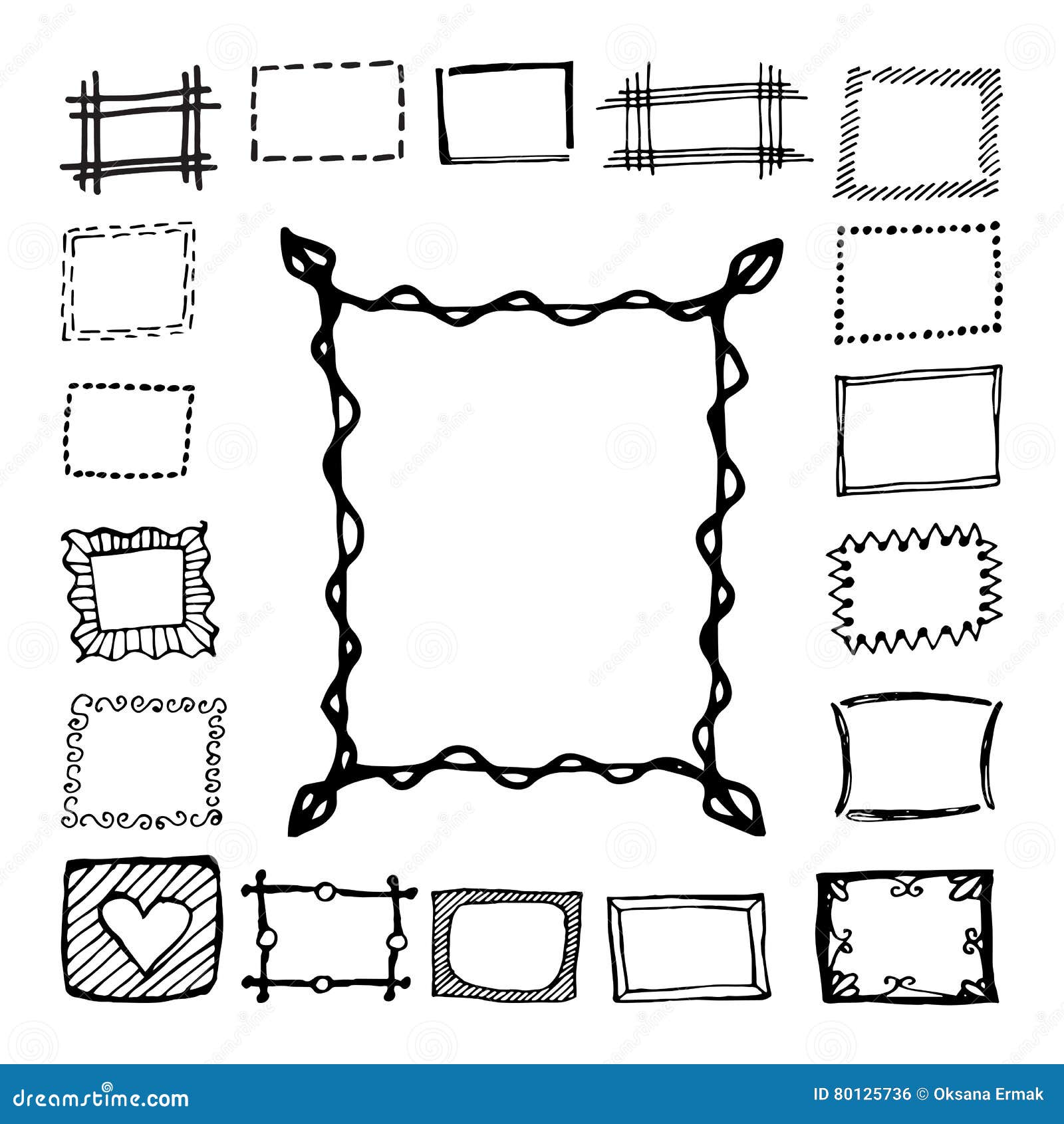 Hand Drawn Rectangle Frames Set Stock Vector - Illustration of empty ...