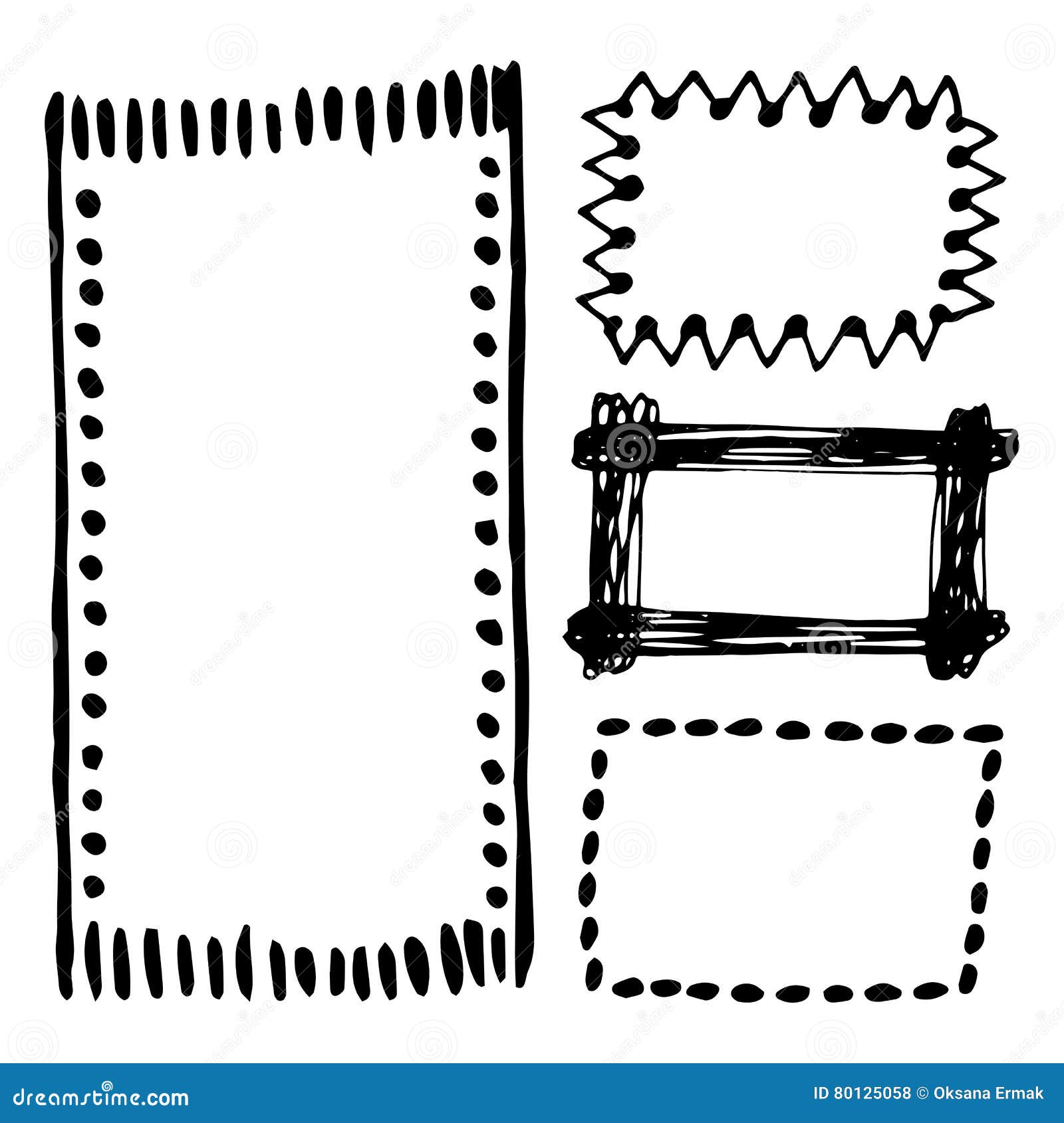 Hand Drawn Rectangle Frames Set Stock Vector - Illustration of cartoon ...