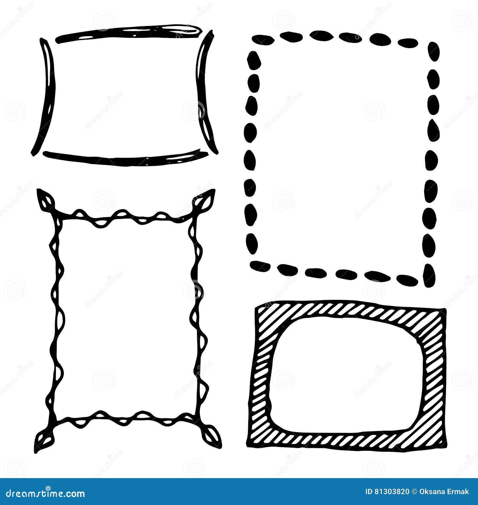 Hand Drawn Rectangle Frames Set Stock Vector - Illustration of line ...