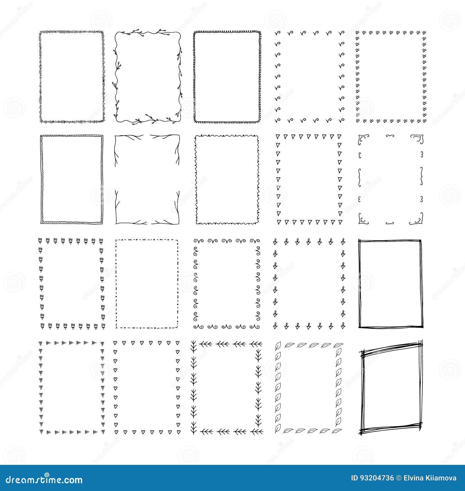 Hand Drawn Rectangle Frames. Stock Illustration - Illustration of brush ...