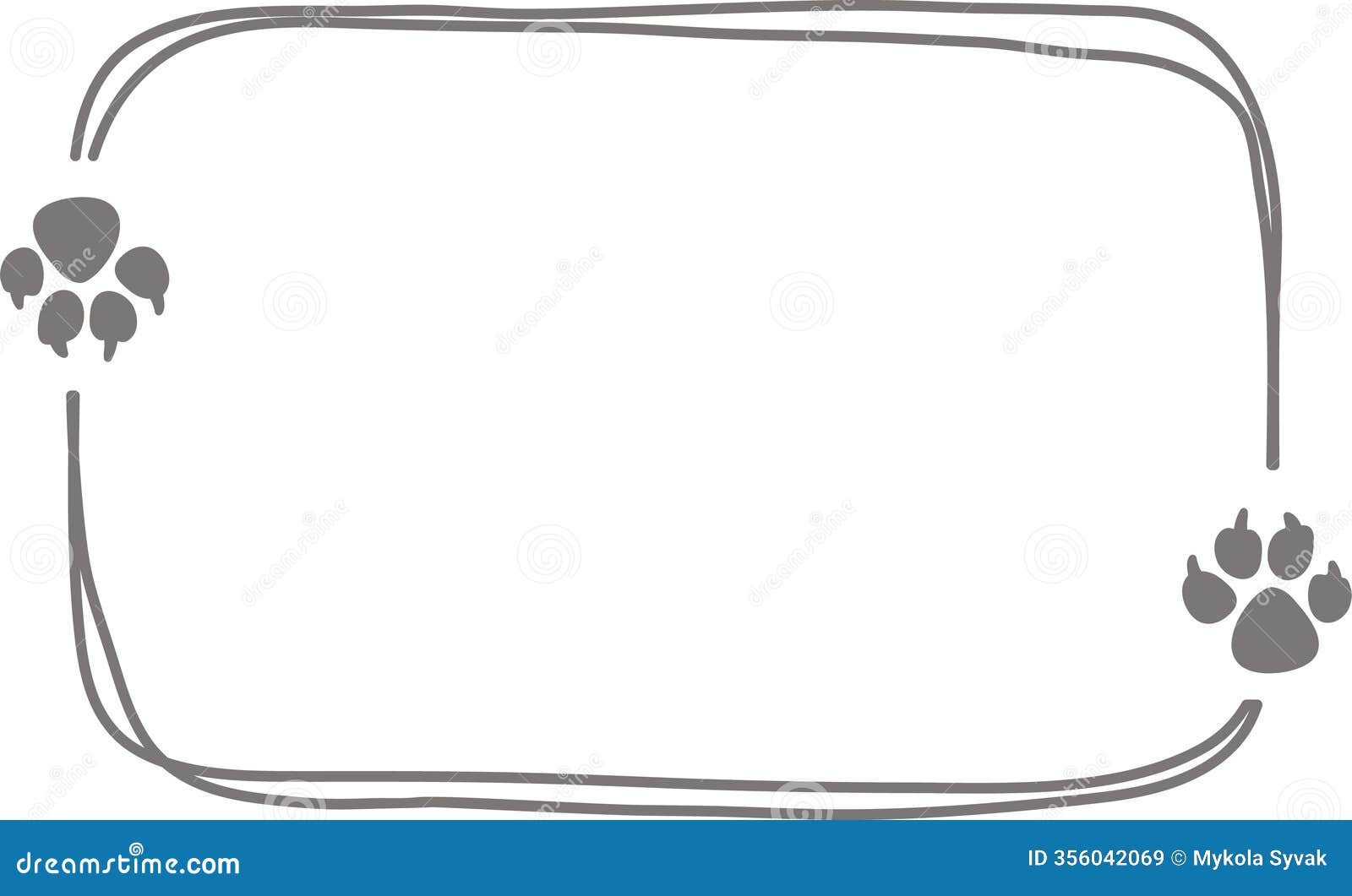 Hand Drawn Rectangle Pet Footprint Frame Stock Illustration ...