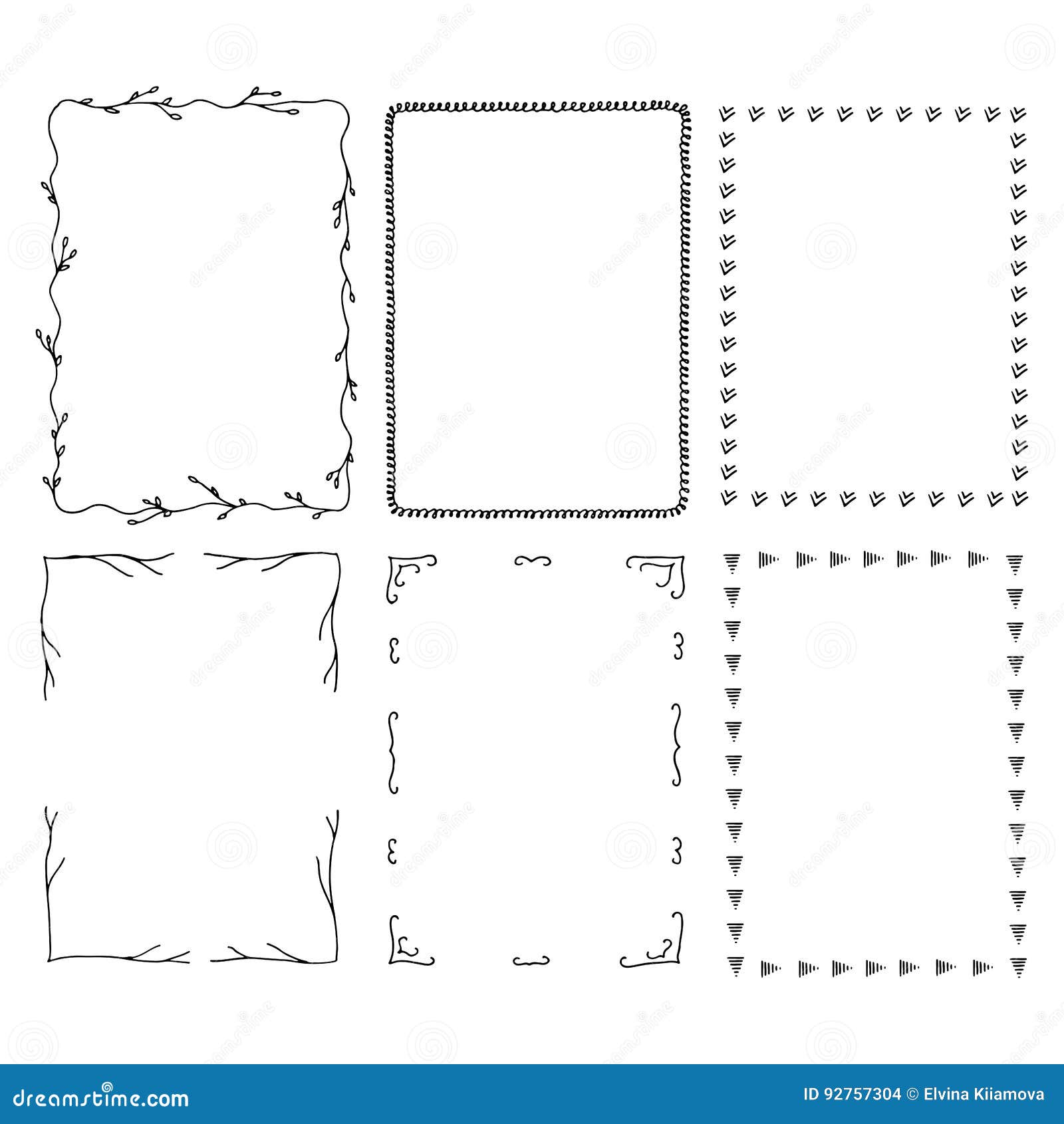 Hand Drawn Rectangular Frames. Stock Illustration - Illustration of ...