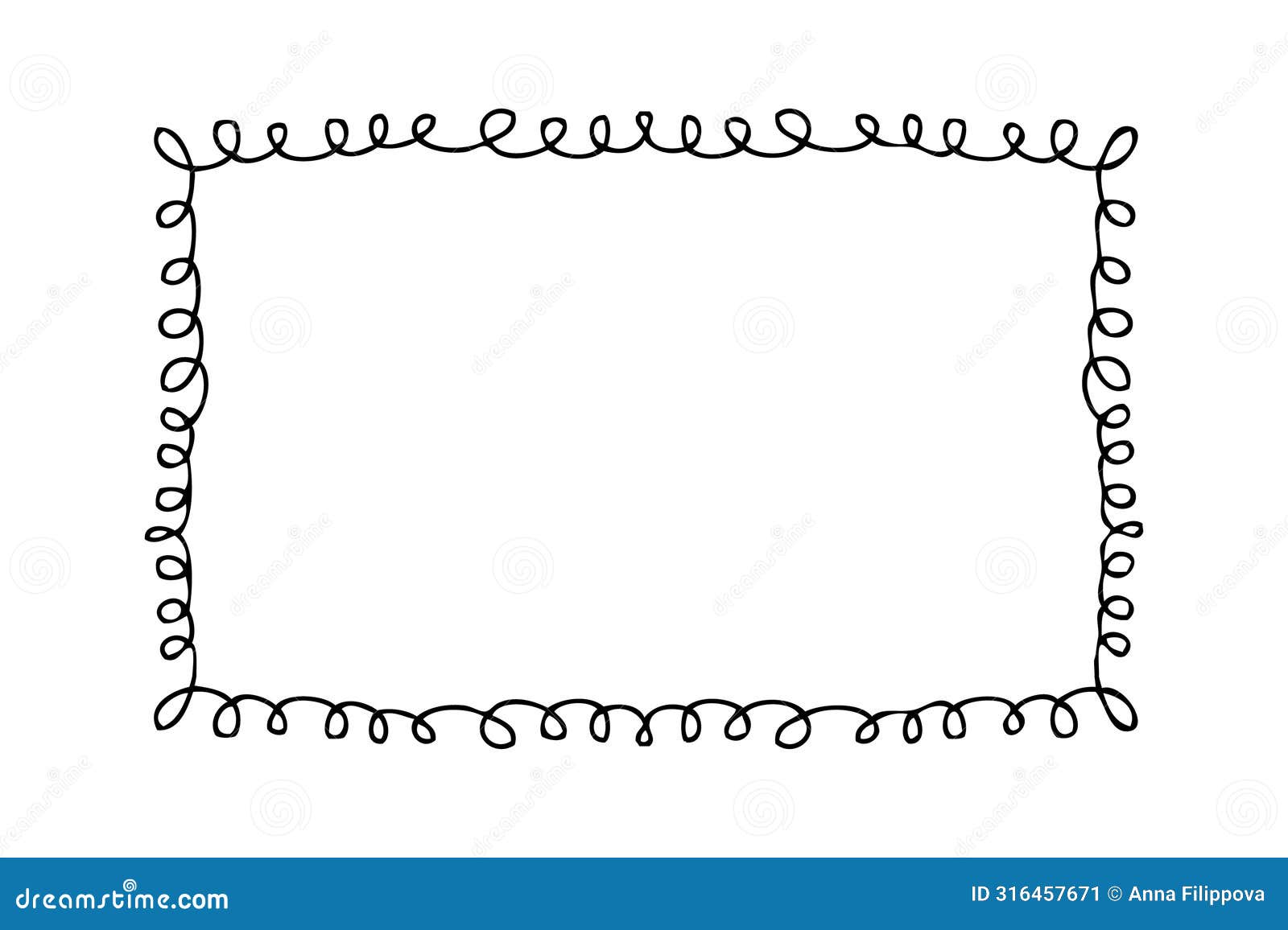 Hand Drawn Rectangular Horizontal Empty Frame. Simple Doodle Vector ...