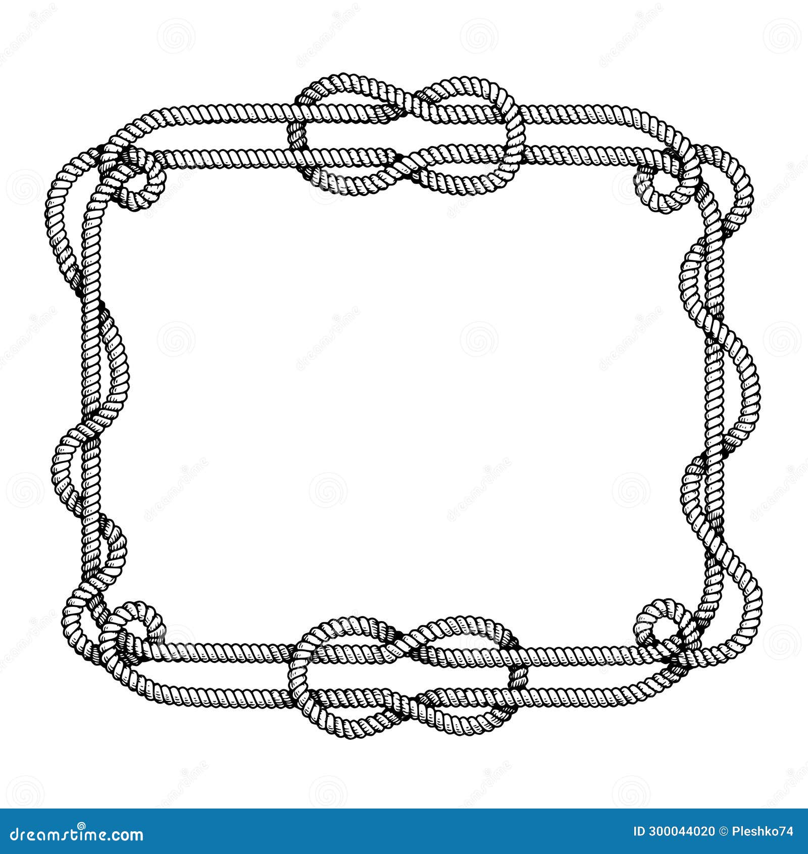 Rectangular Rope Frame Border, Cord Thread Cable Twine Frame Vector ...