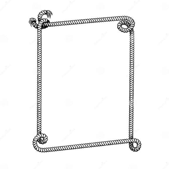 Hand Drawn Rectangular Rope Frame. Sketch Nautical Design Element. Best ...
