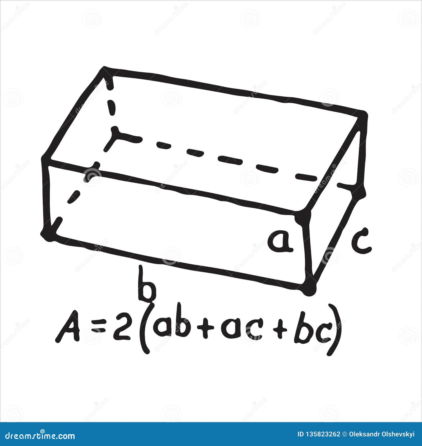 Hand Drawn Rectangular Surface Area. Sketch for Education, Icon Stock ...