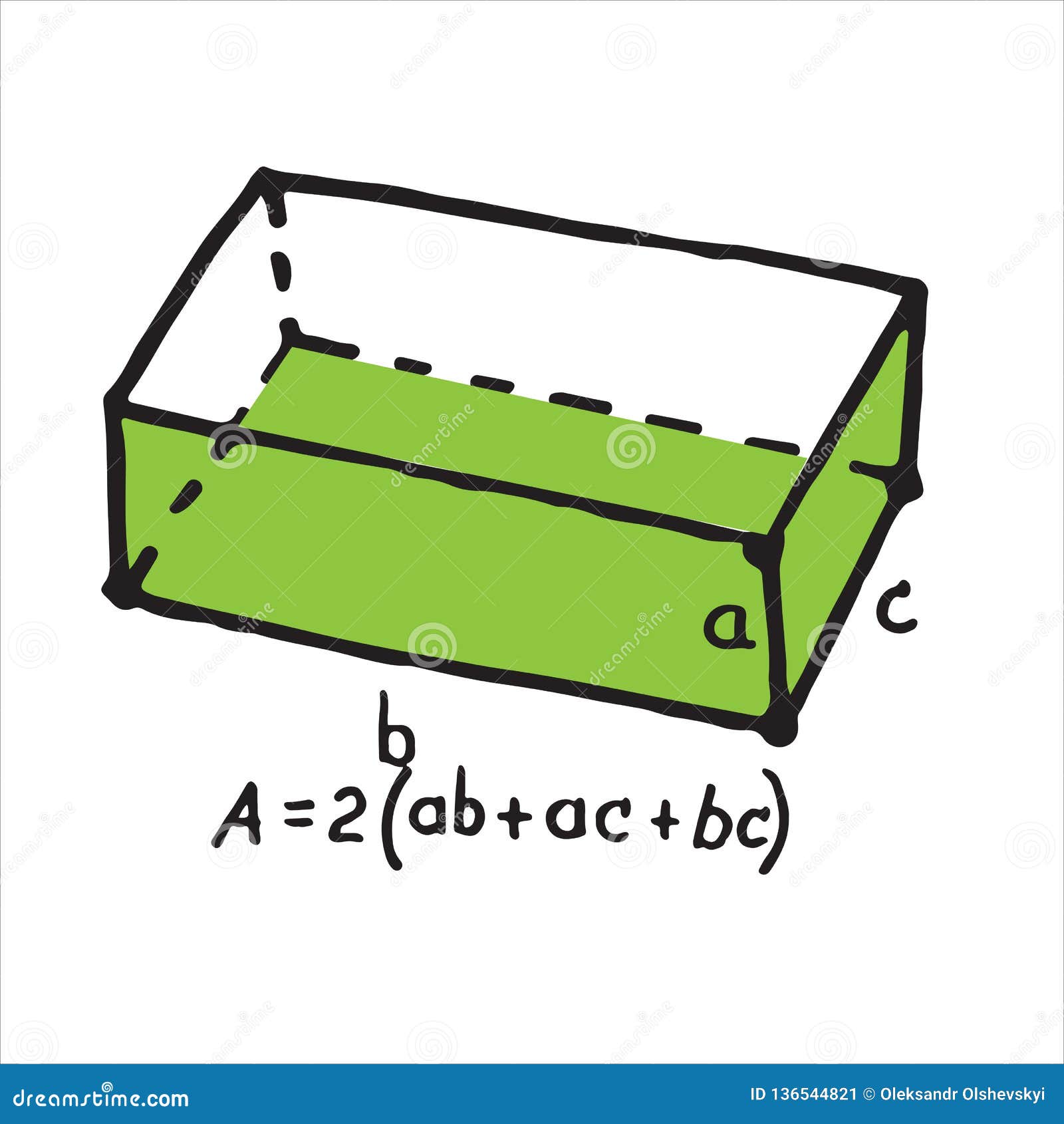 Hand Drawn Rectangular Surface Area. Sketch for Education, Icon Stock ...
