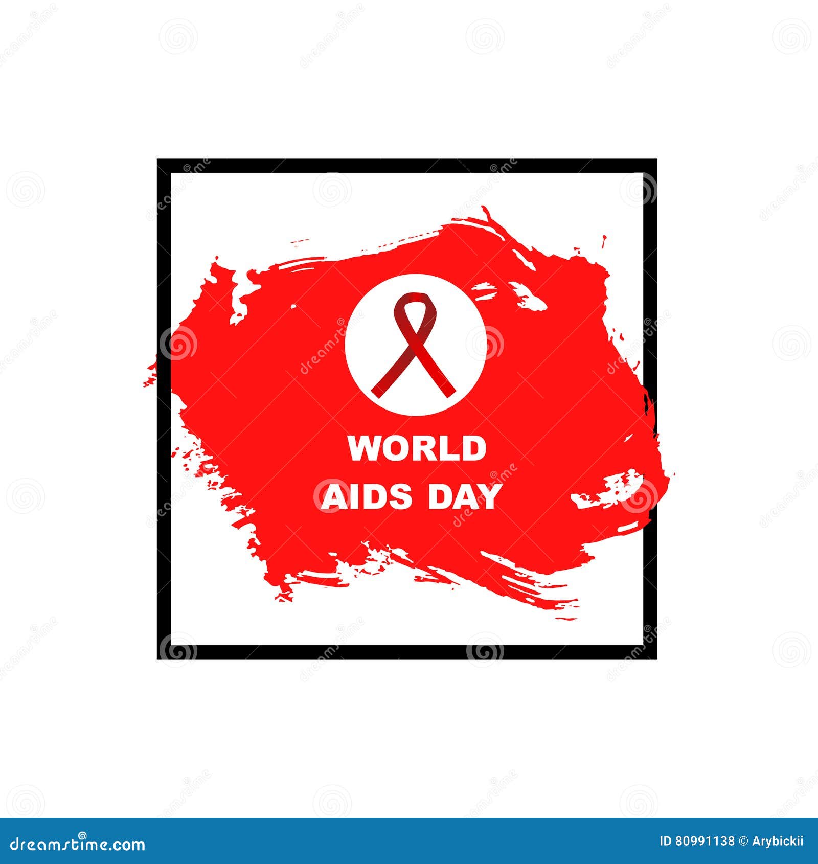 Hand drawn red AIDS ribbon stock illustration. Illustration of ...