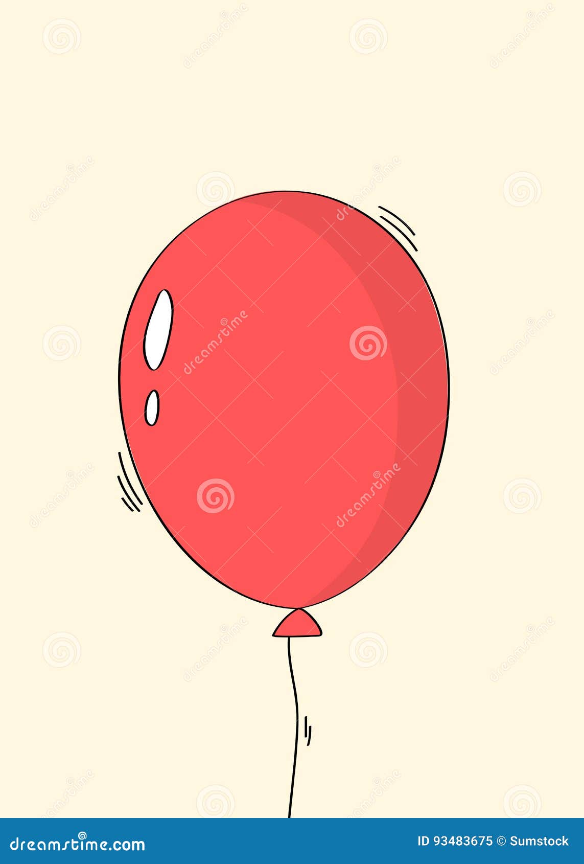 Hand Drawn Red Balloon Greeting Card Stock Vector - Illustration of ...