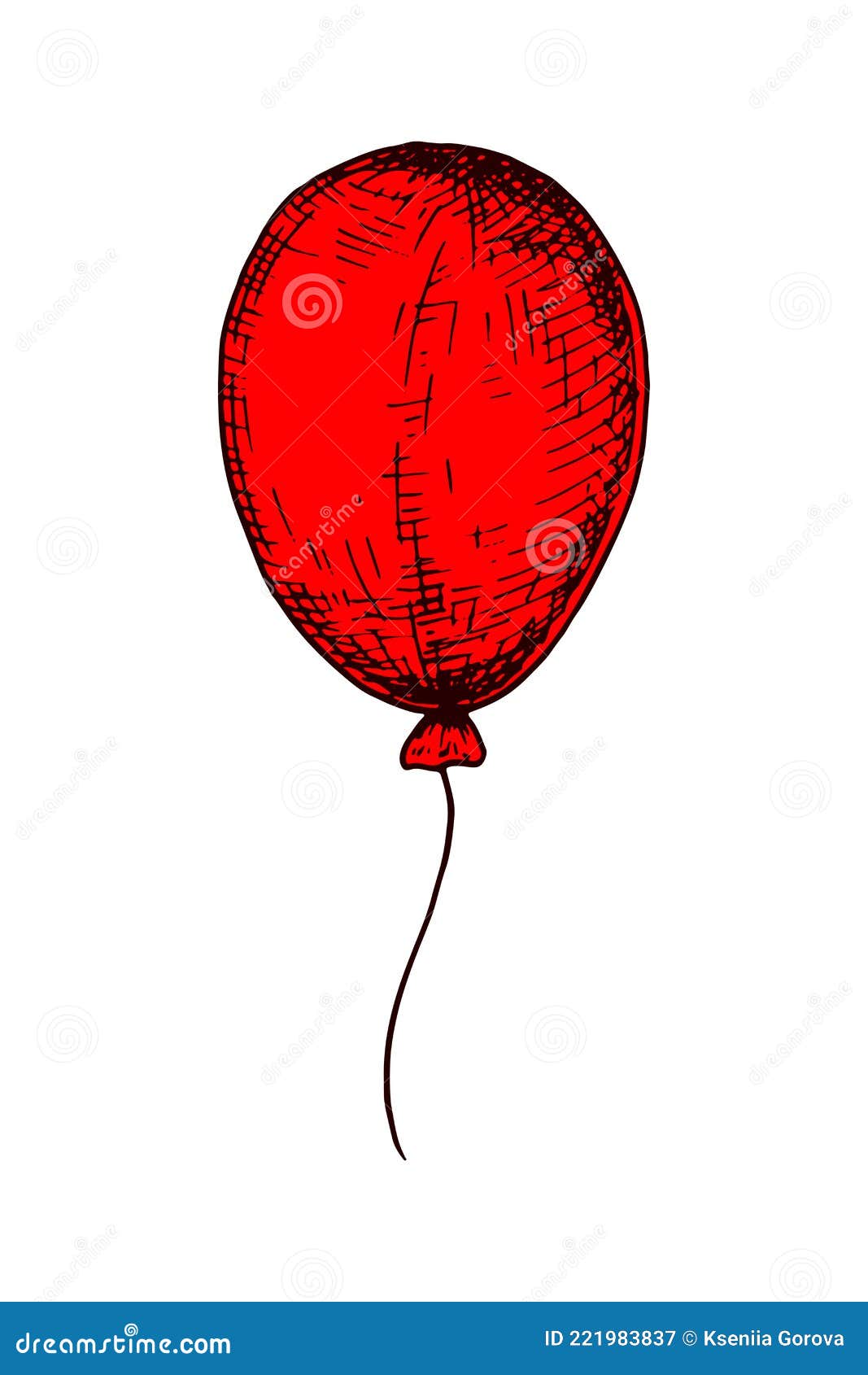 Hand Drawn Red Balloon Isolated on White. Vector Illustration in Sketch ...