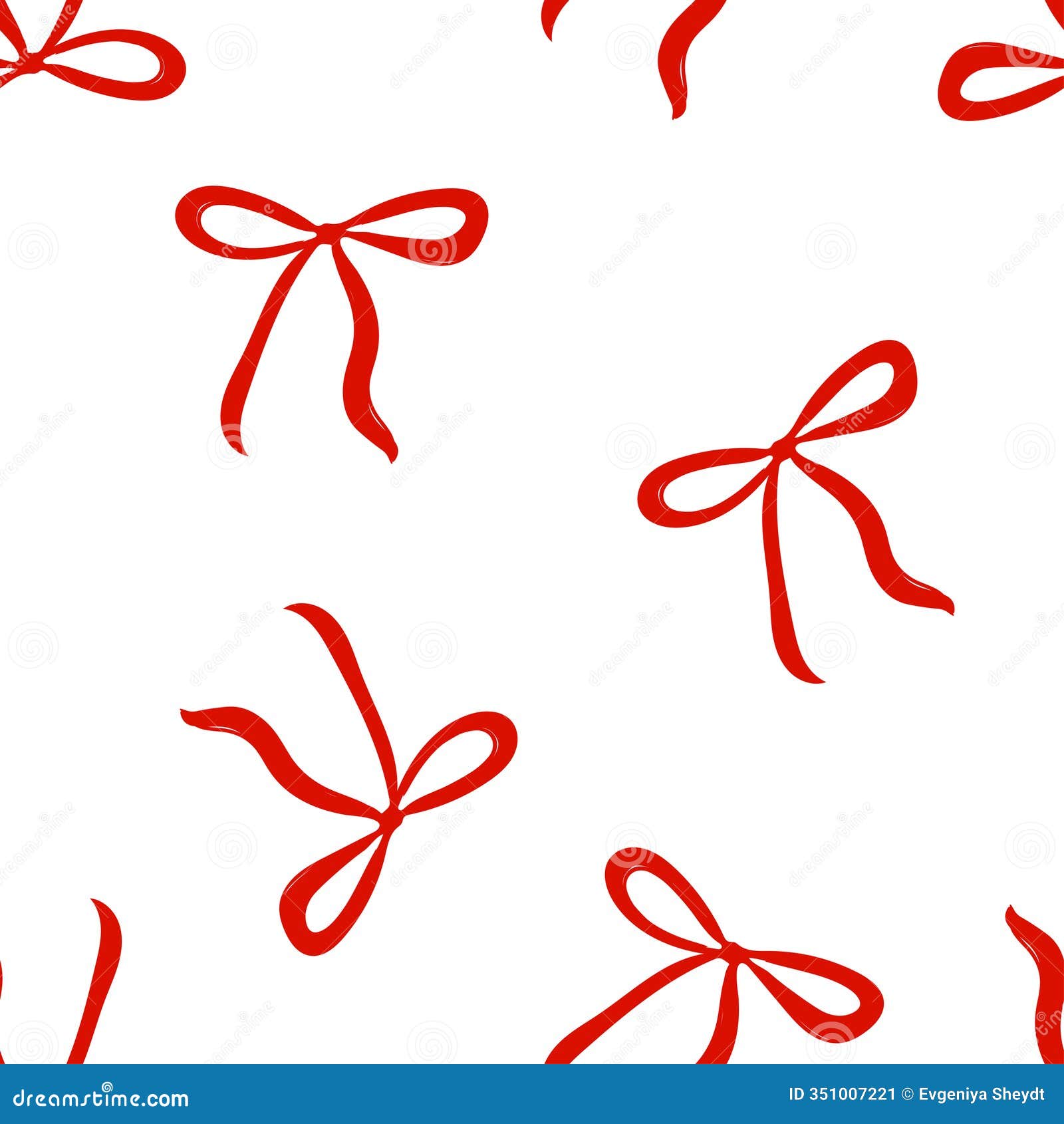 Hand Drawn Red Bows Seamless Pattern on a White Background Create a ...