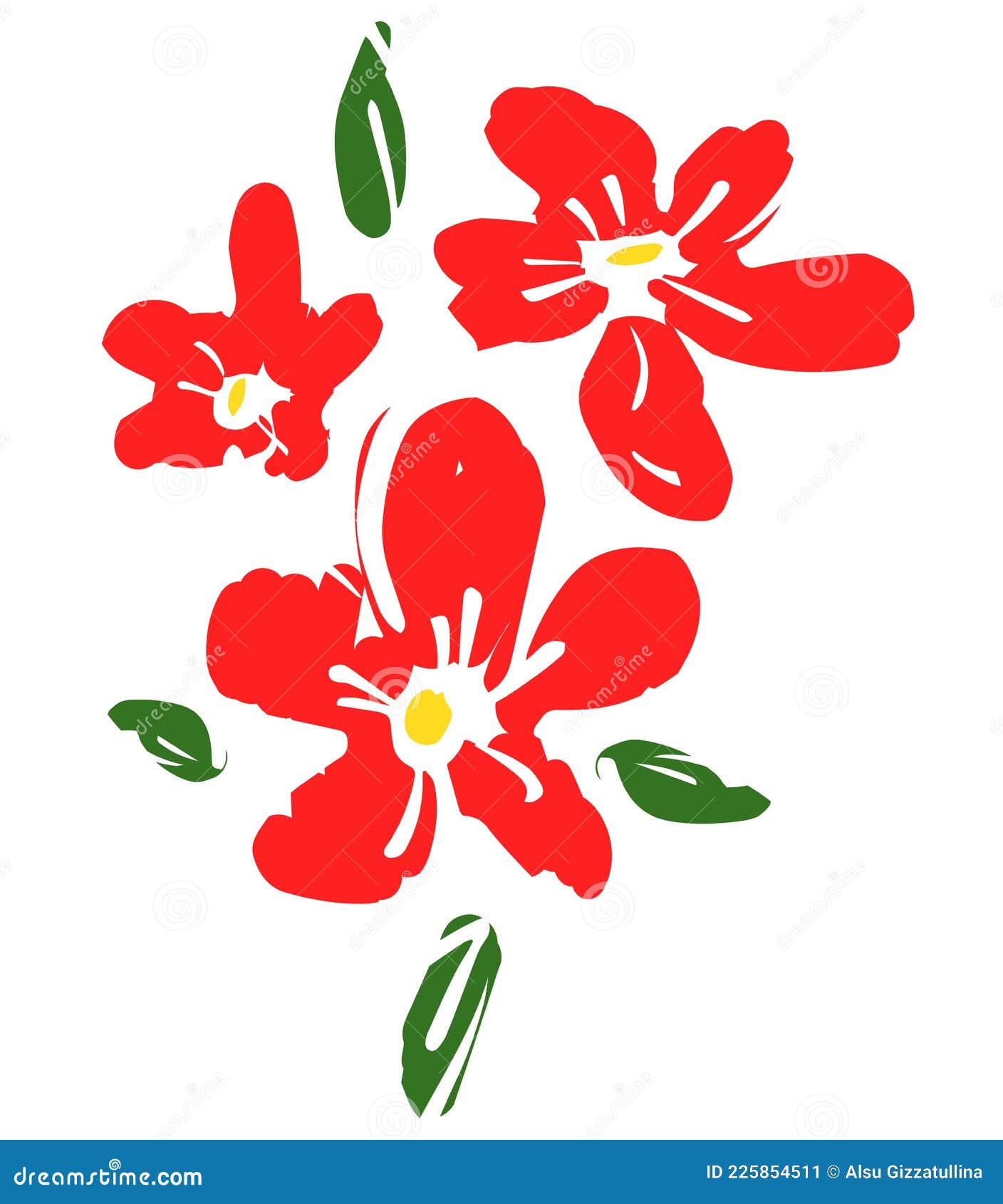 Hand Drawn Red Flowers Isolated Sketch Vector Illustration Stock Vector ...