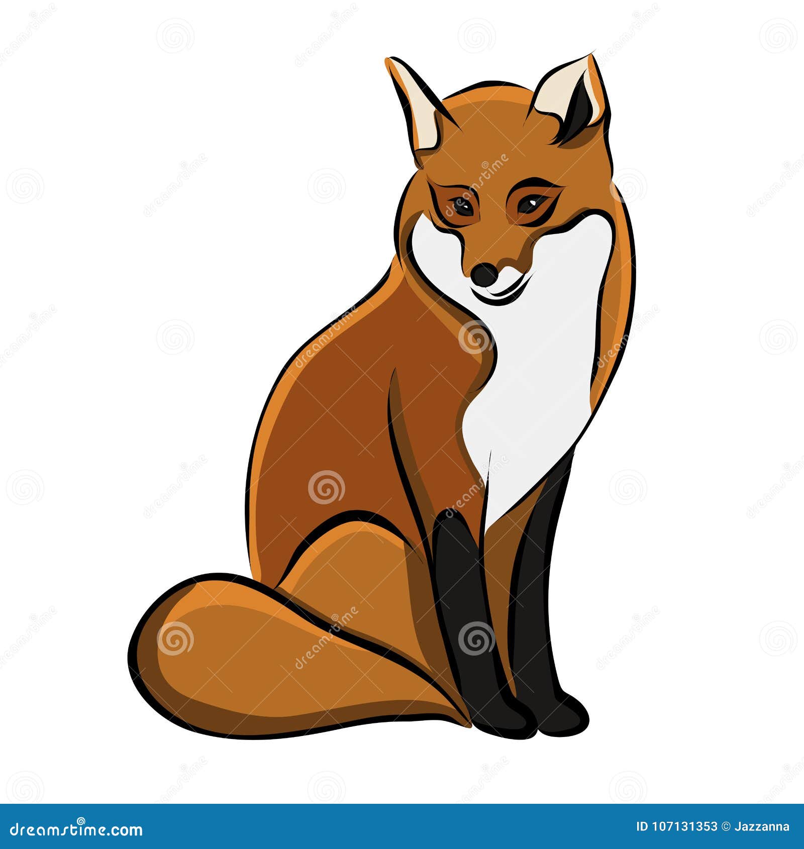 Hand drawn red fox stock vector. Illustration of symbol - 107131353