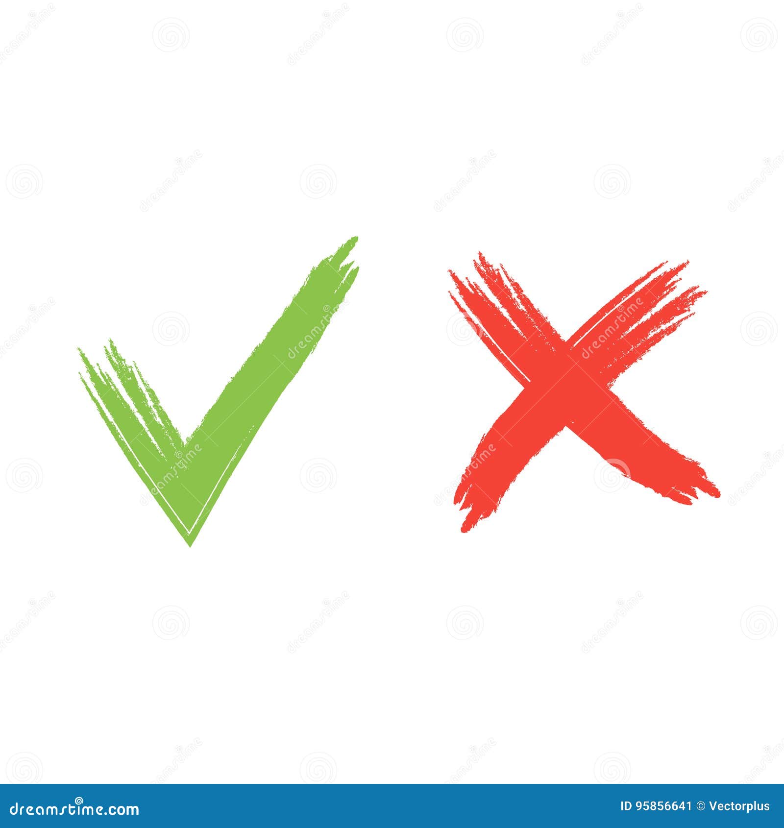 Hand Drawn Red and Green Grunge Check Mark Illustration Stock ...
