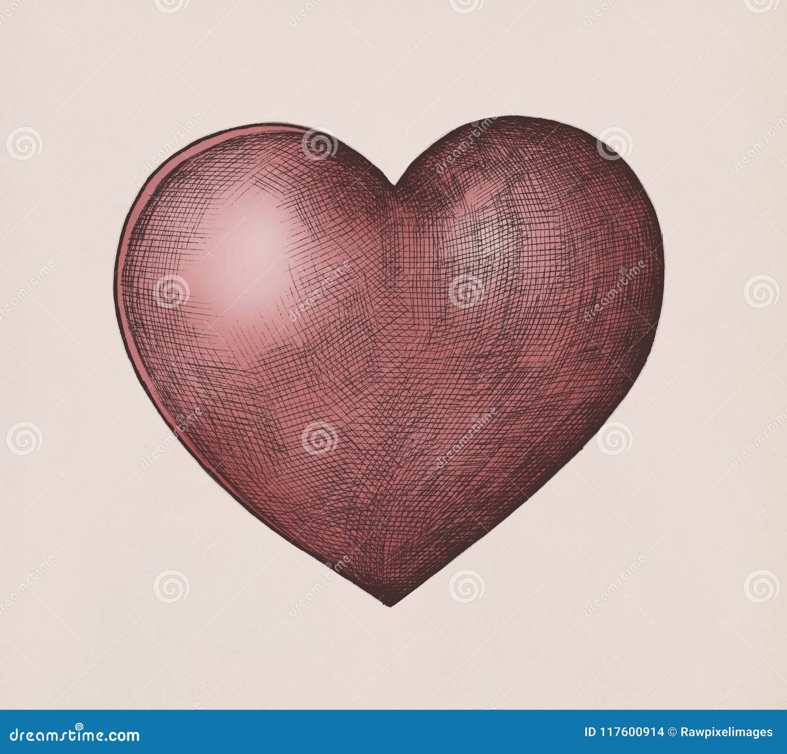 Hand Drawn Red Heart Illustration Stock Illustration - Illustration of ...