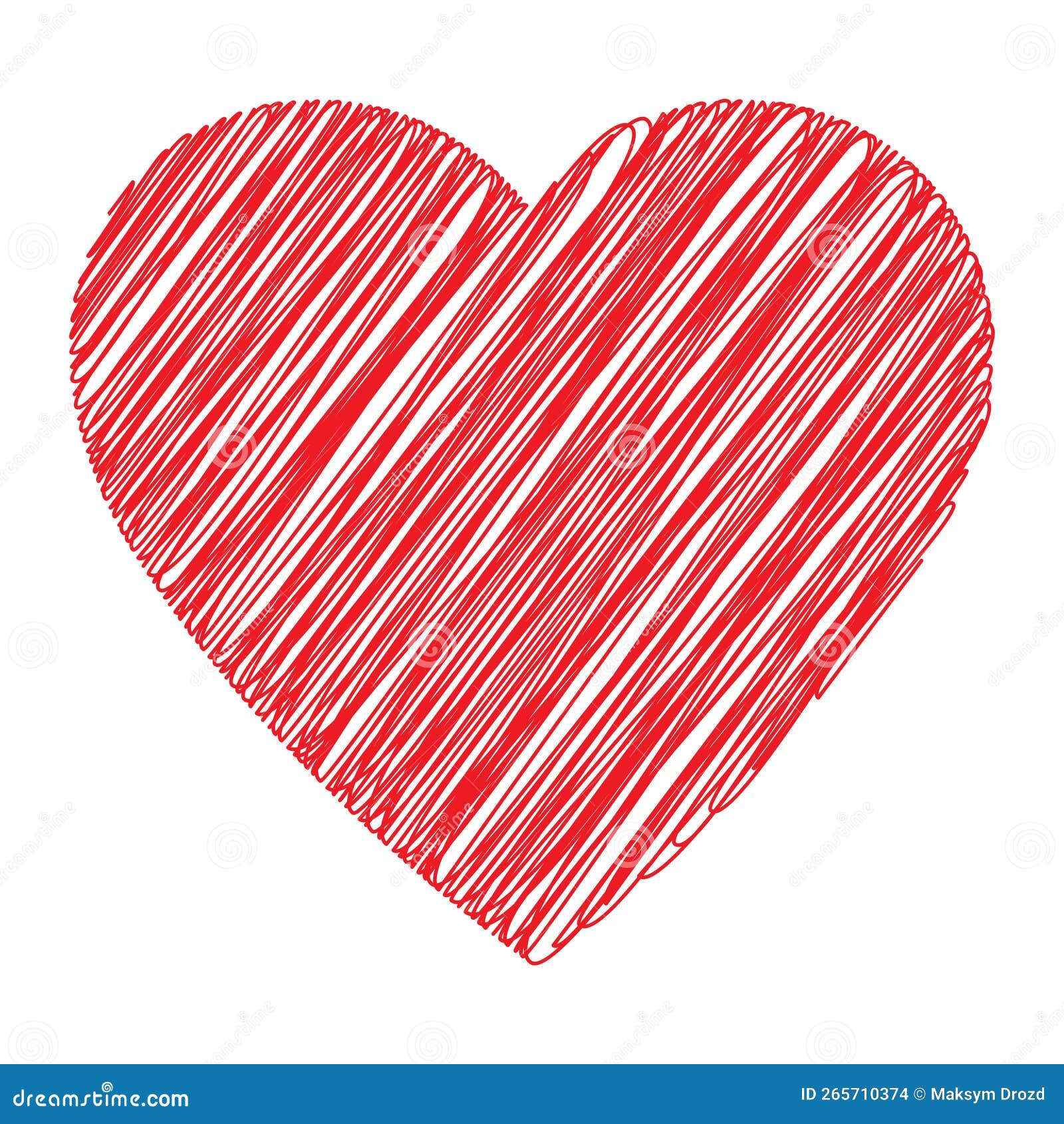 Hand Drawn Red Heart. Scribble Heart Vector Stock Vector - Illustration ...